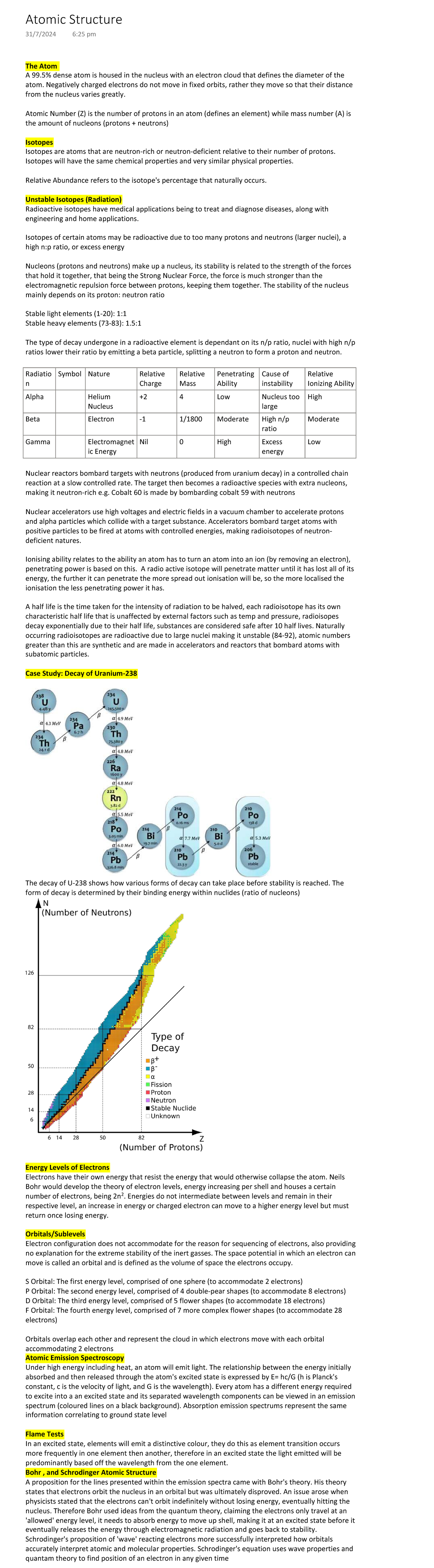 Atomic Structure: Isotopes, Stability, and Electron Energy Levels - Studocu
