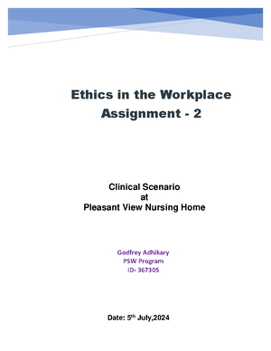 QUIZ - 1 -PSW - Chapter -1,2,3,8 - A support worker works in a live-in ...