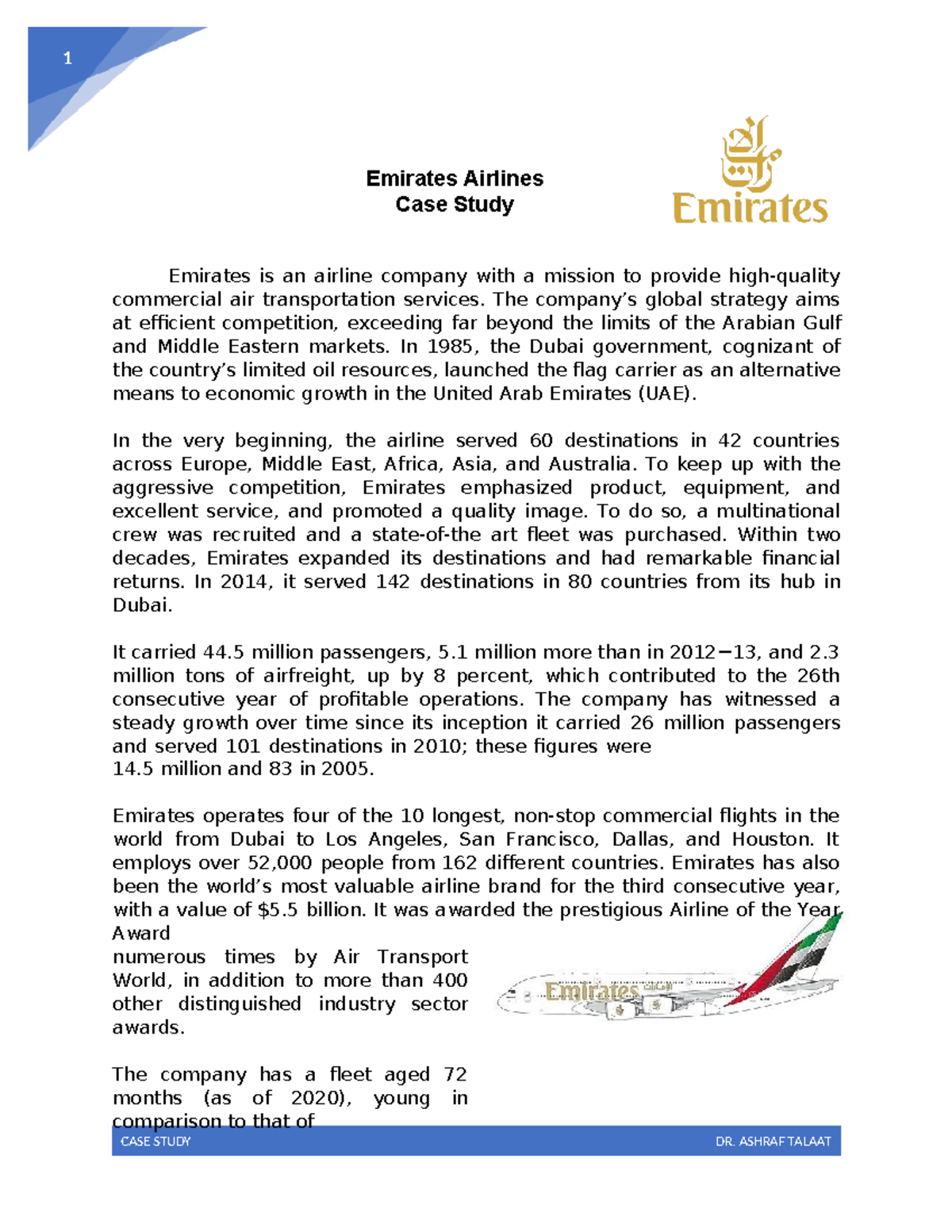 Emirates Airlines Case Study - Emirates Airlines Case Study Emirates is ...