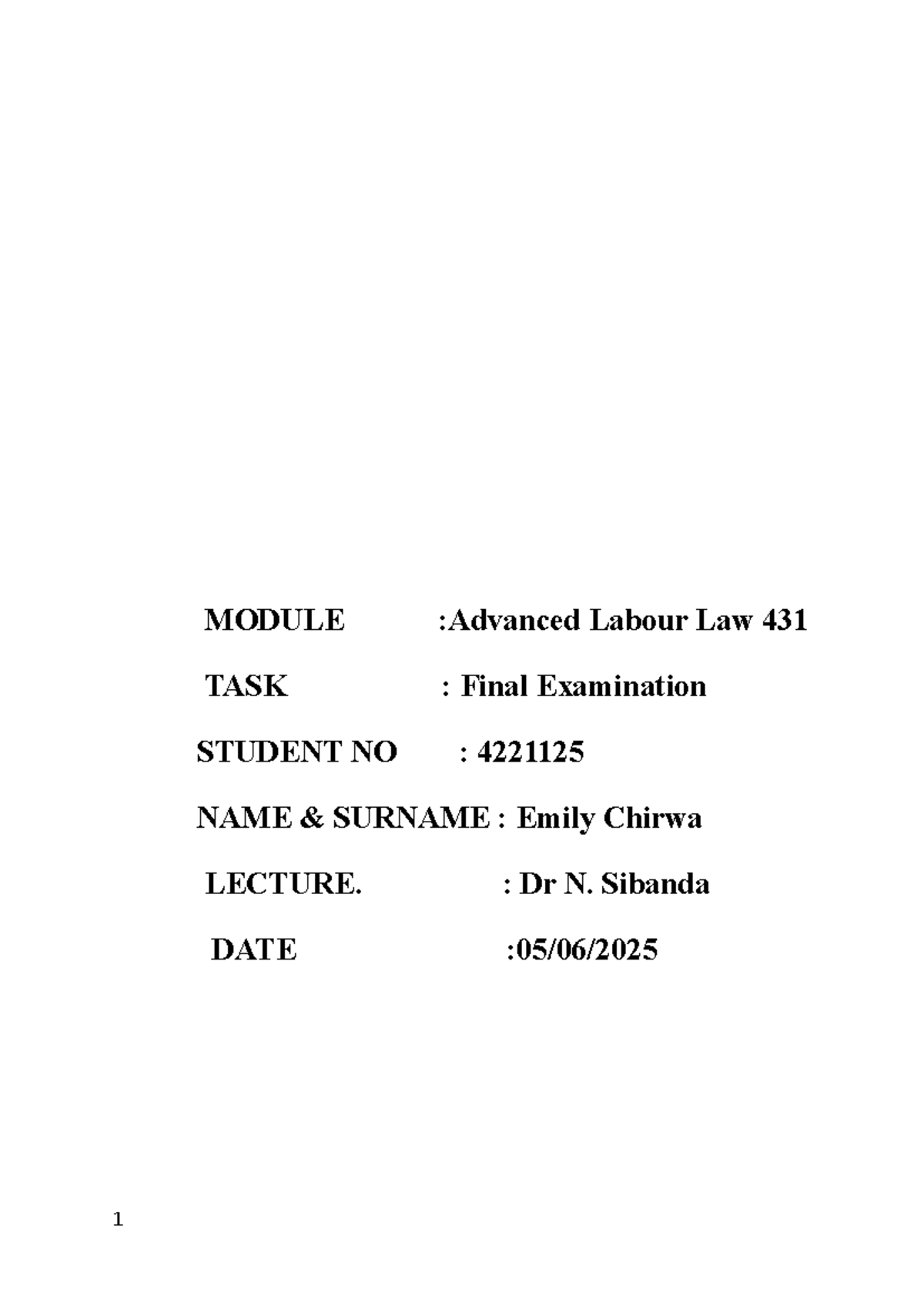 LBL431 Advanced Labour Law Final Exam Notes on Unfair Discrimination ...