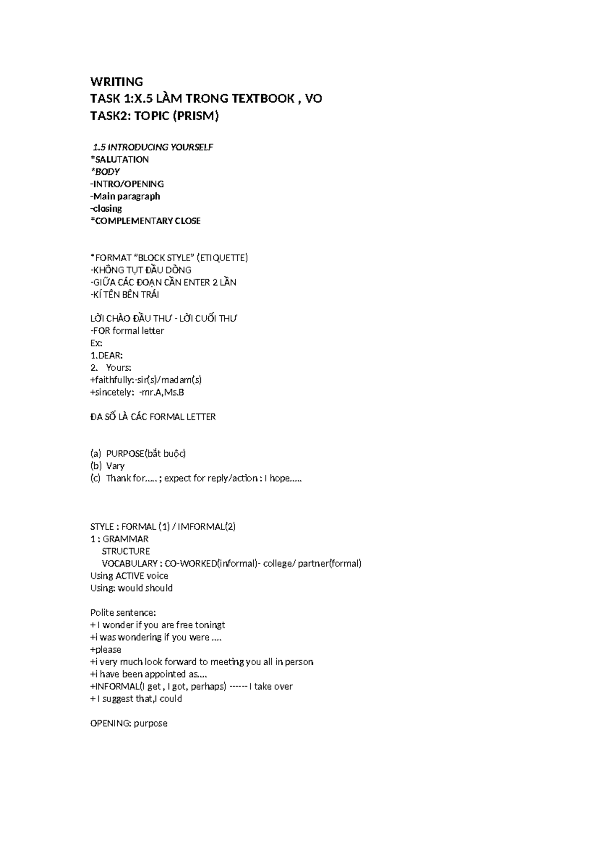 Formal Letter Writing Guidelines - PRISM Course Notes - Studocu