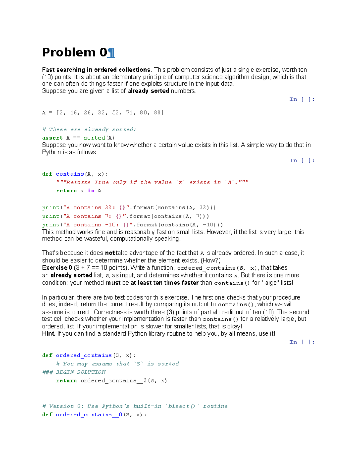 Ordered Search Algorithm Practice Problems for CS101 - Studocu
