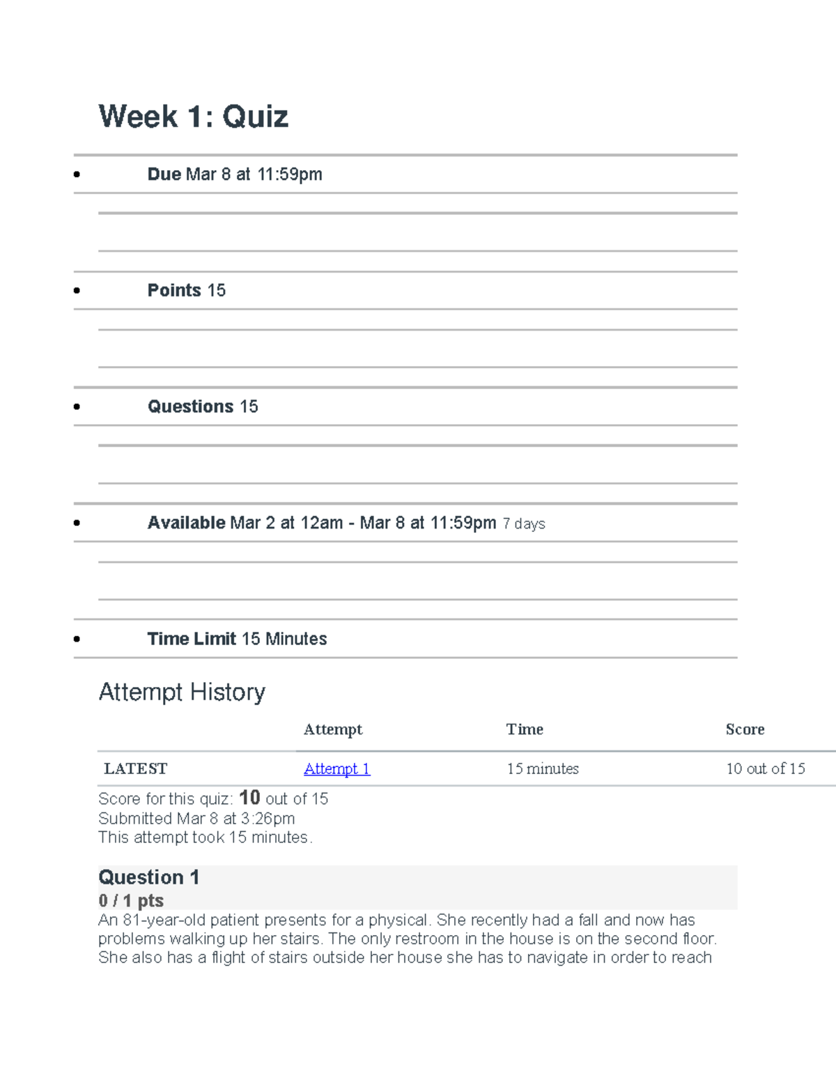 NR511 Week 1 Quiz - Key Concepts & Attempt Overview - Studocu