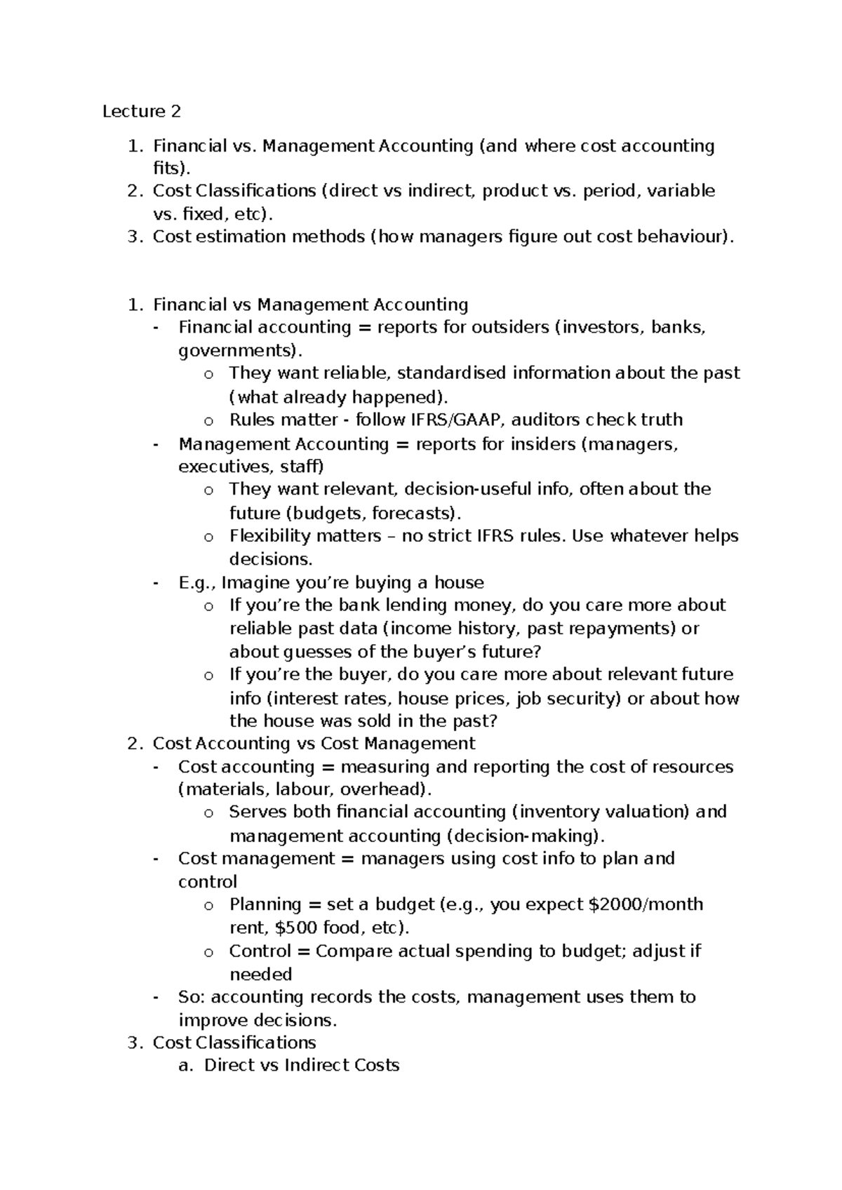 SCM Lecture Notes: Financial vs. Management Accounting Insights - Studocu