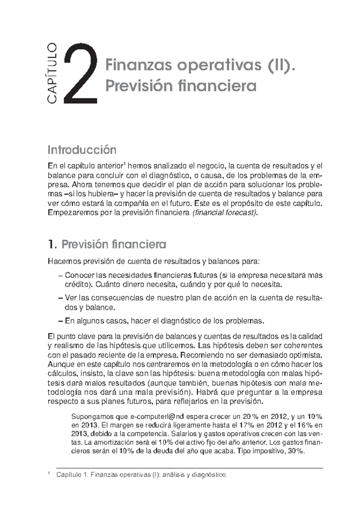 CAPÍTULO 2 Finanzas Operativas (II): Previsión Financiera y Análisis ...