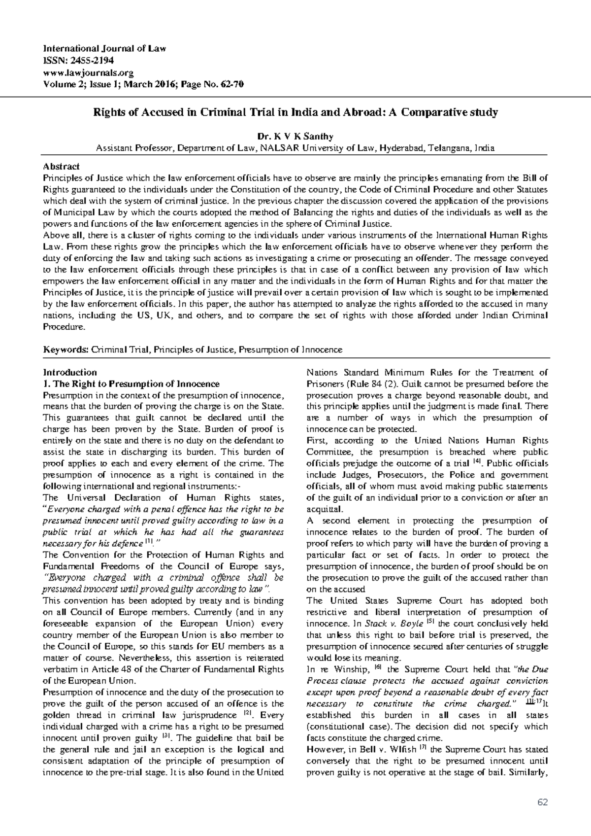 Rights of Accused in Criminal Trials: A Comparative Study (Law 101 ...