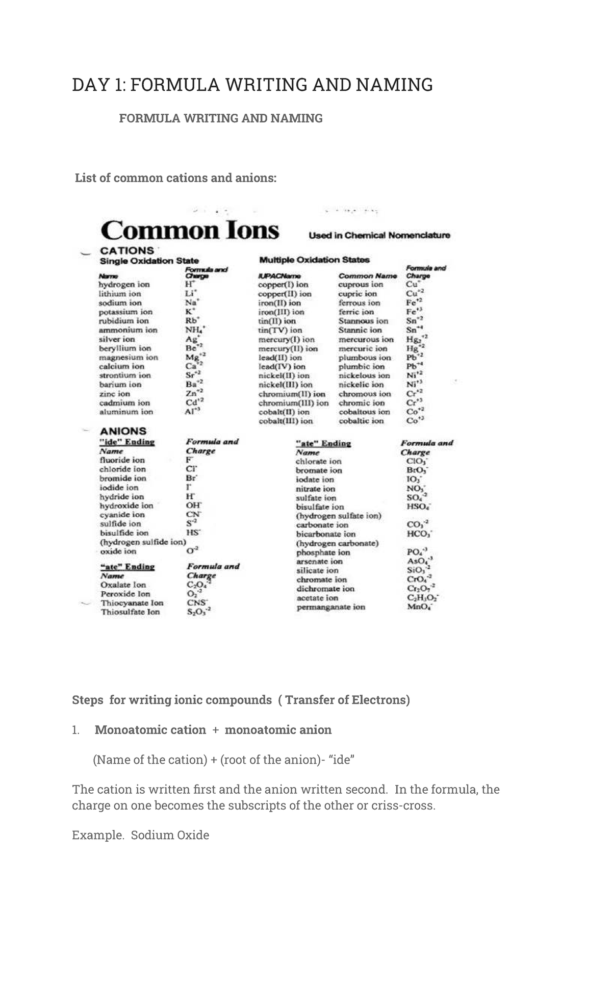 CHEM 101: Ionic and Covalent Compound Naming Guide - Studocu