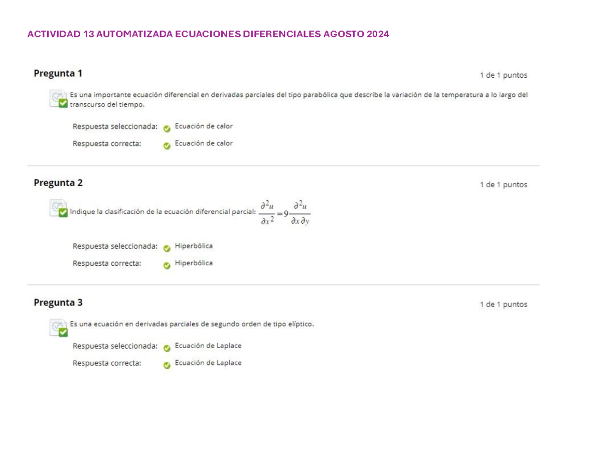 Actividad 13 Automatizada Ecuaciones Diferenciales Agosto 2024 - Ecuaciones Diferenciales y ...