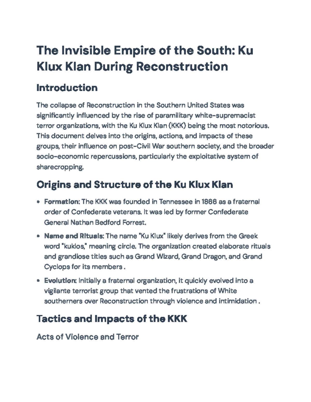 The KKK's Influence on Reconstruction: The Invisible Empire Unveiled ...