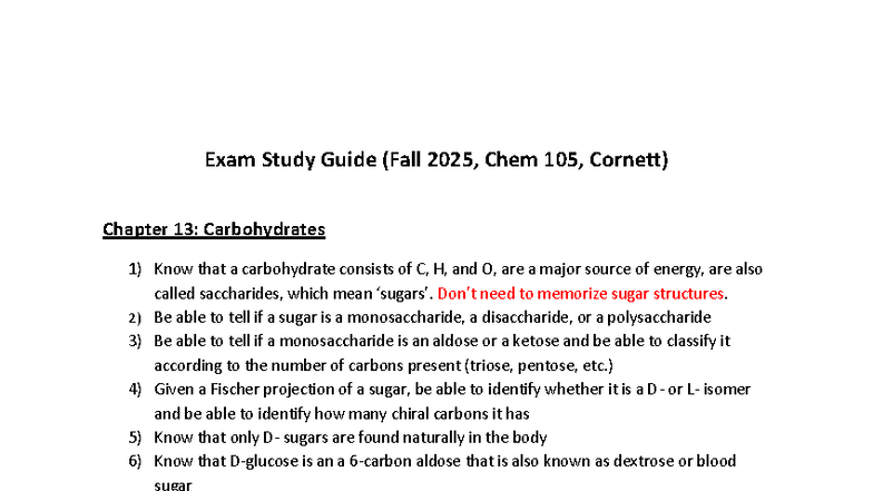 Exam Study Guide (Fall 2025, Chem 105) Key Concepts and Topics - Studocu