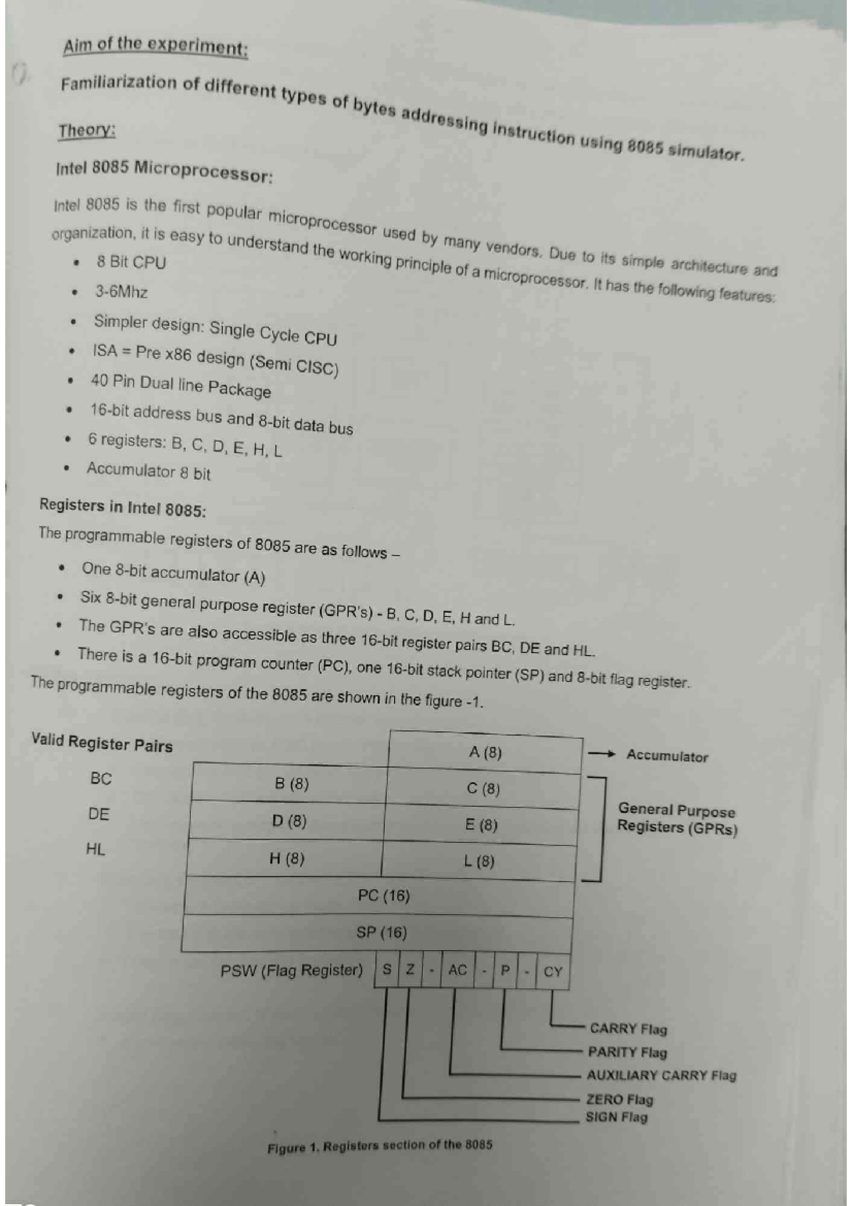 Experiment 5: Familiarization with Intel 8085 Microprocessor Assembly - Studocu