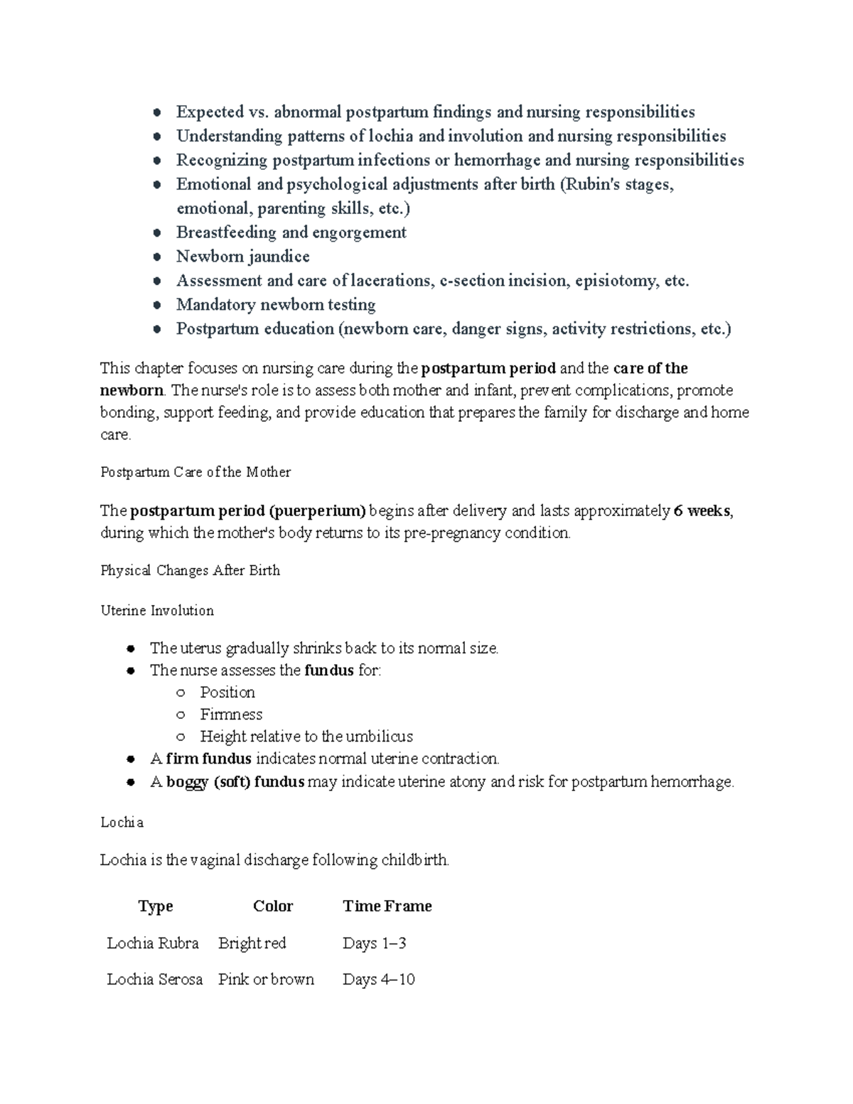 Nursing Responsibilities in Postpartum Care: Key Findings and Education ...