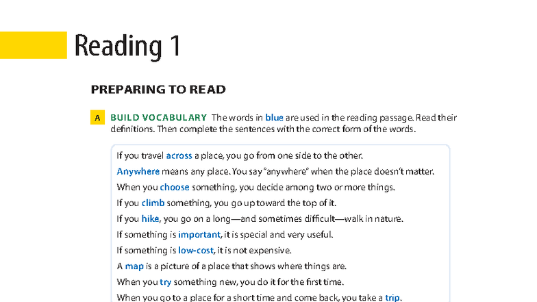 Pathways Travel - Vocabulary and Reading Comprehension Notes - Studocu