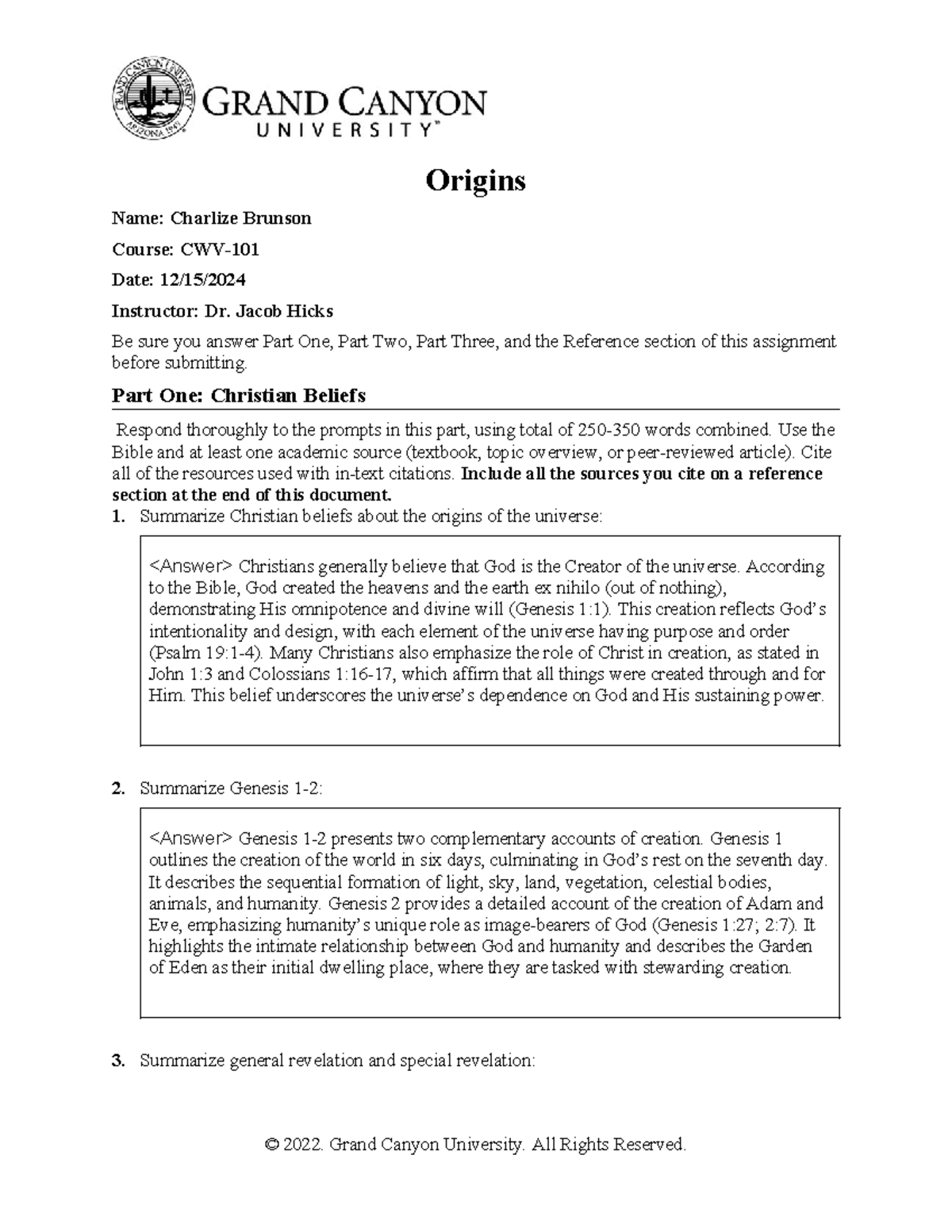 CWV-101-301-RS-T2Origins-Online - Origins Name: Charlize Brunson Course ...