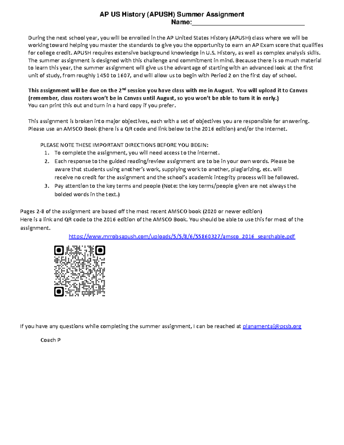 APUSH Summer Assignment: Period 1 Overview (1491-1607) - Studocu