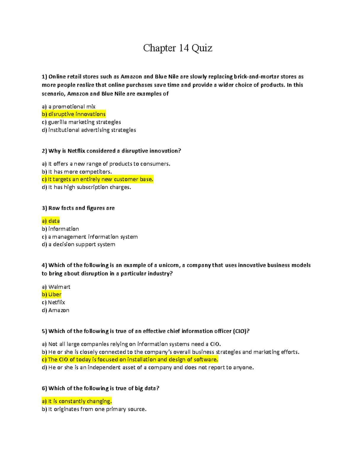 C201 Chapter 14 Quiz Review and Practice Questions - Studocu