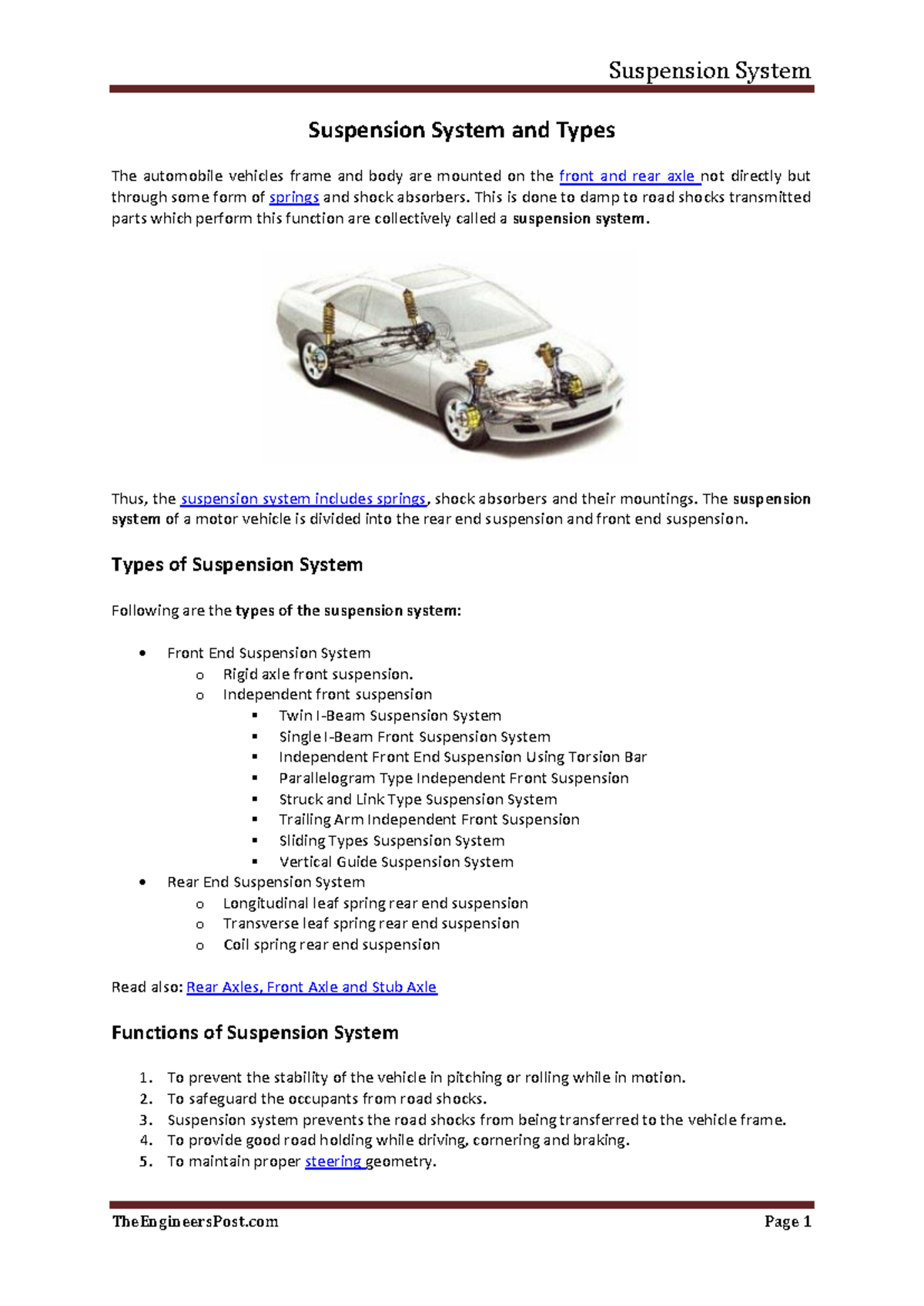 Suspension Systems - Vehicle Technology Lecture Notes (VT101) - Studocu
