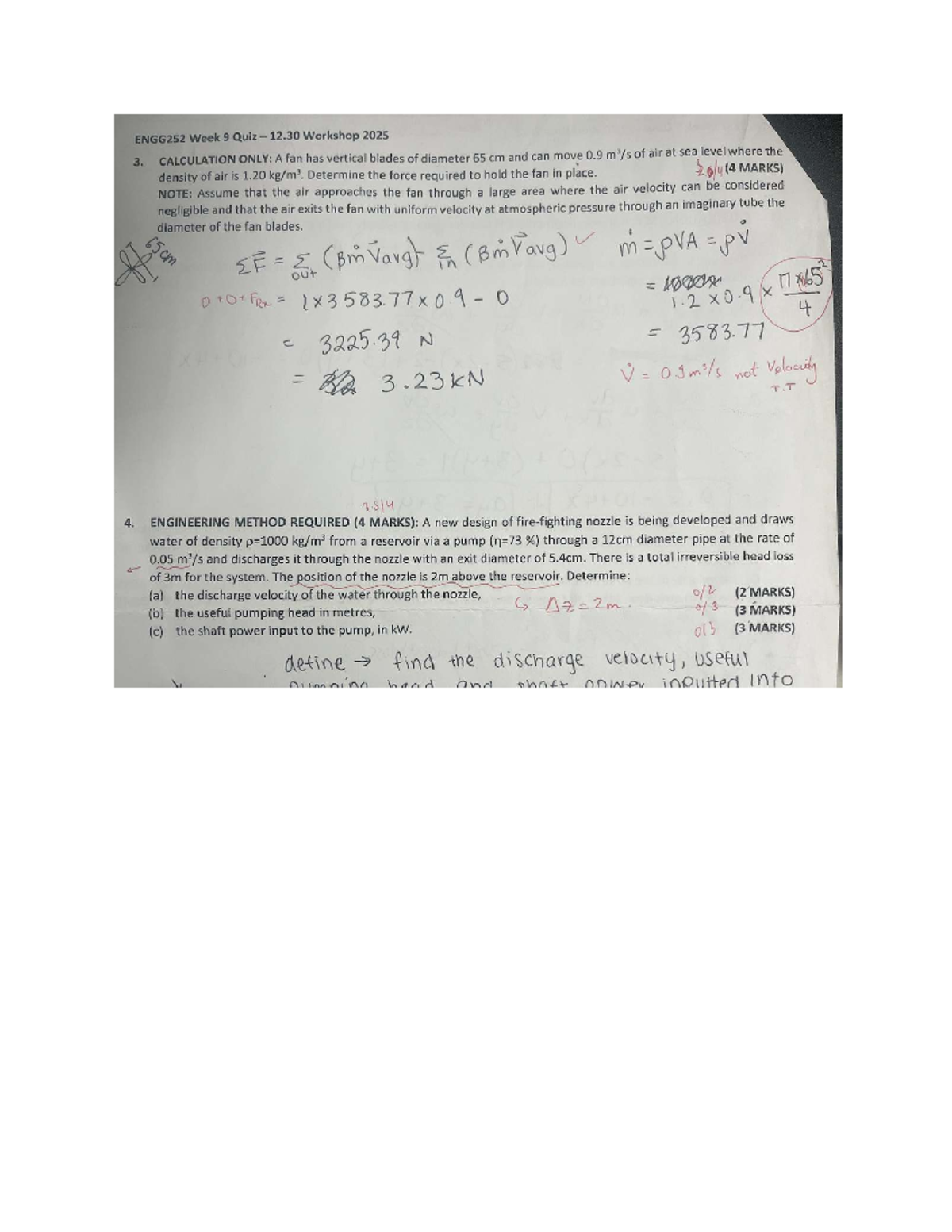 ENGG252 Week 9 Quiz: Fan Force Calculation & Nozzle Design Analysis ...
