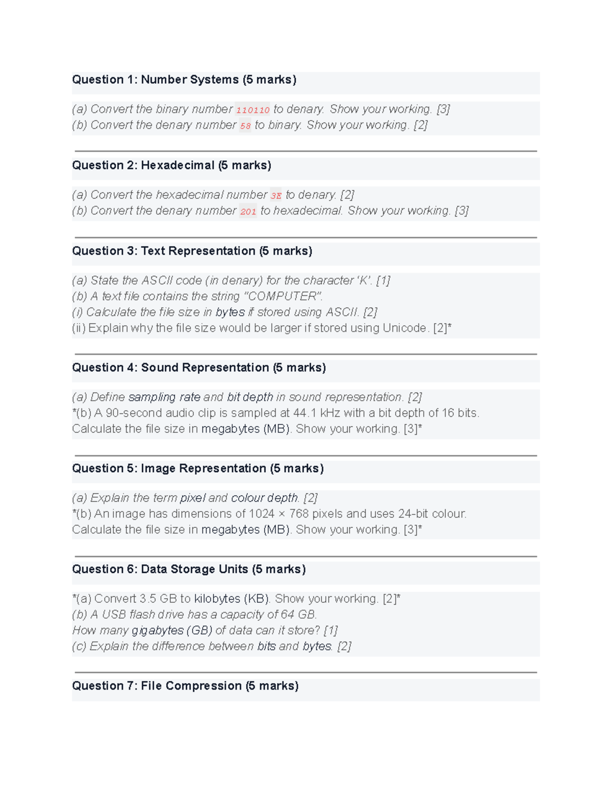 IGCSE Computer Science: Data Representation & Error Detection Notes ...