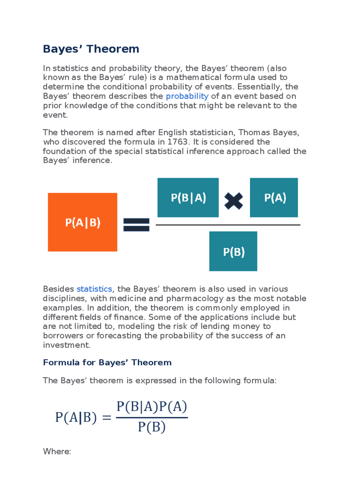 Bayes Theorem: Understanding Conditional Probability in Statistics ...