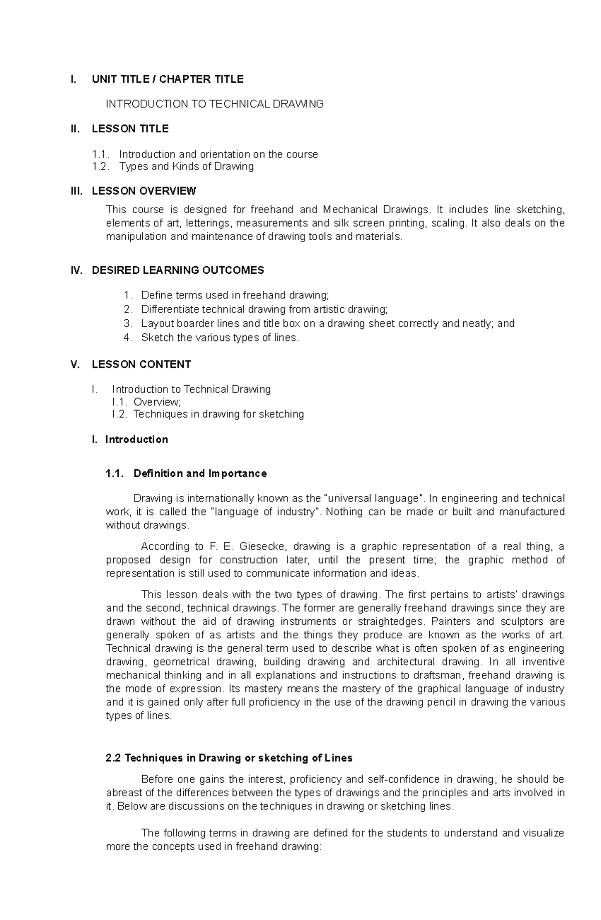 Introduction to Technical Drawing (ENG 101) - Course Overview ...