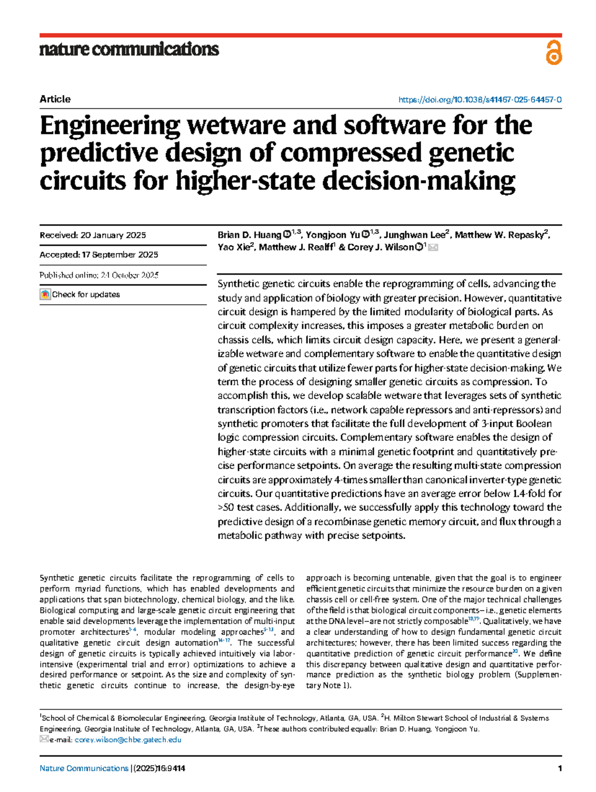 Engineering Wetware & Software for Predictive Design of Genetic ...