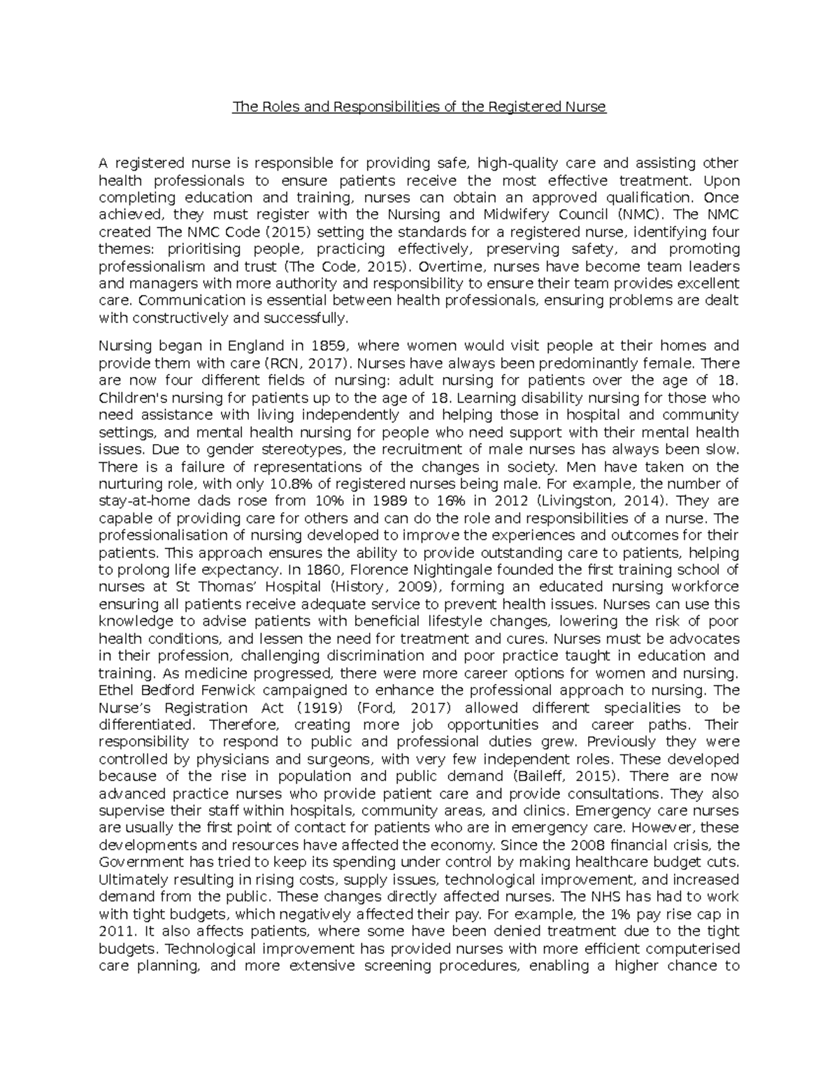 U8 R&R Of Registered Nurse - The Roles and Responsibilities of the ...