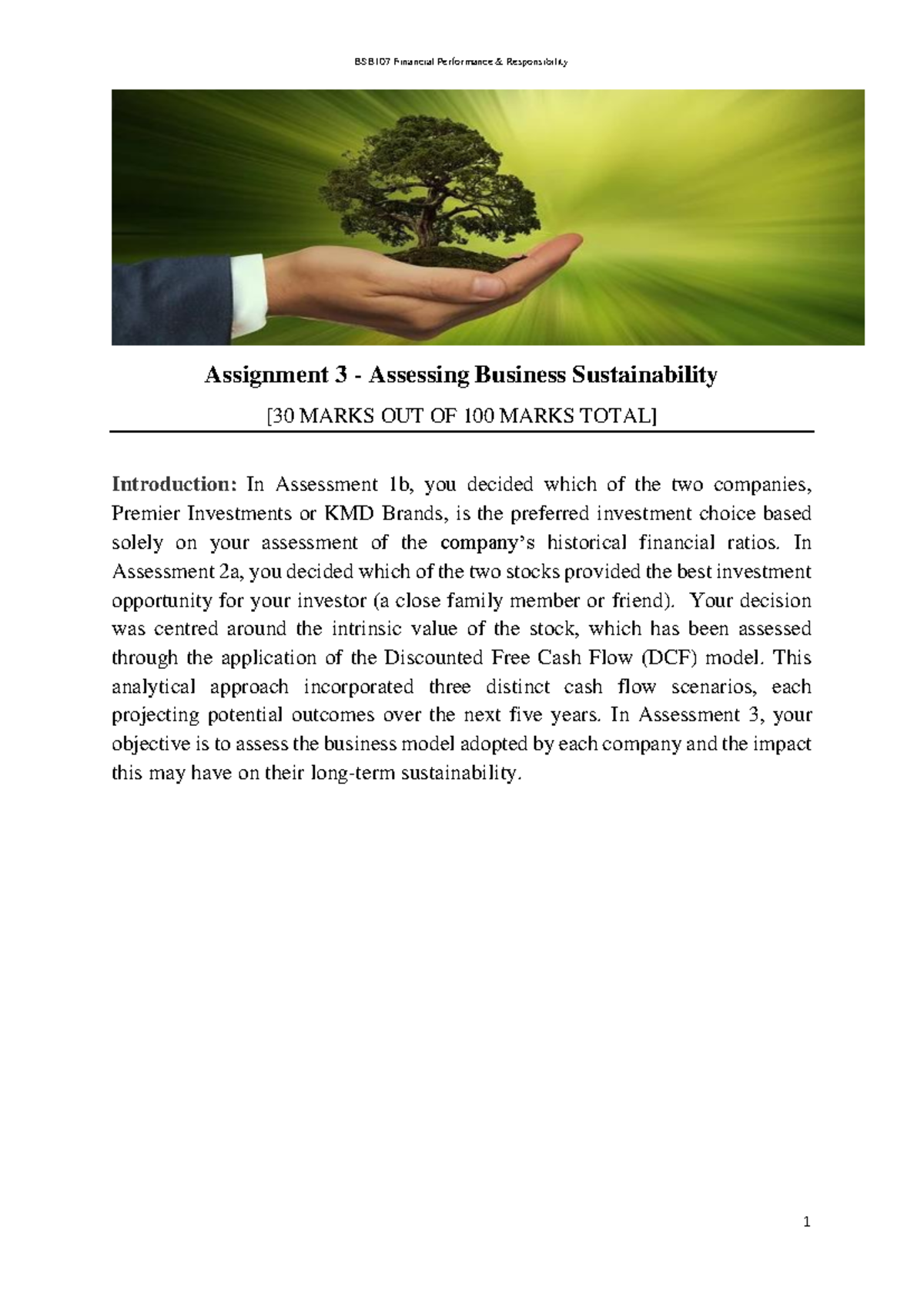 BSB107 Assignment 3: Business Sustainability Assessment - Sem 1 2024 ...
