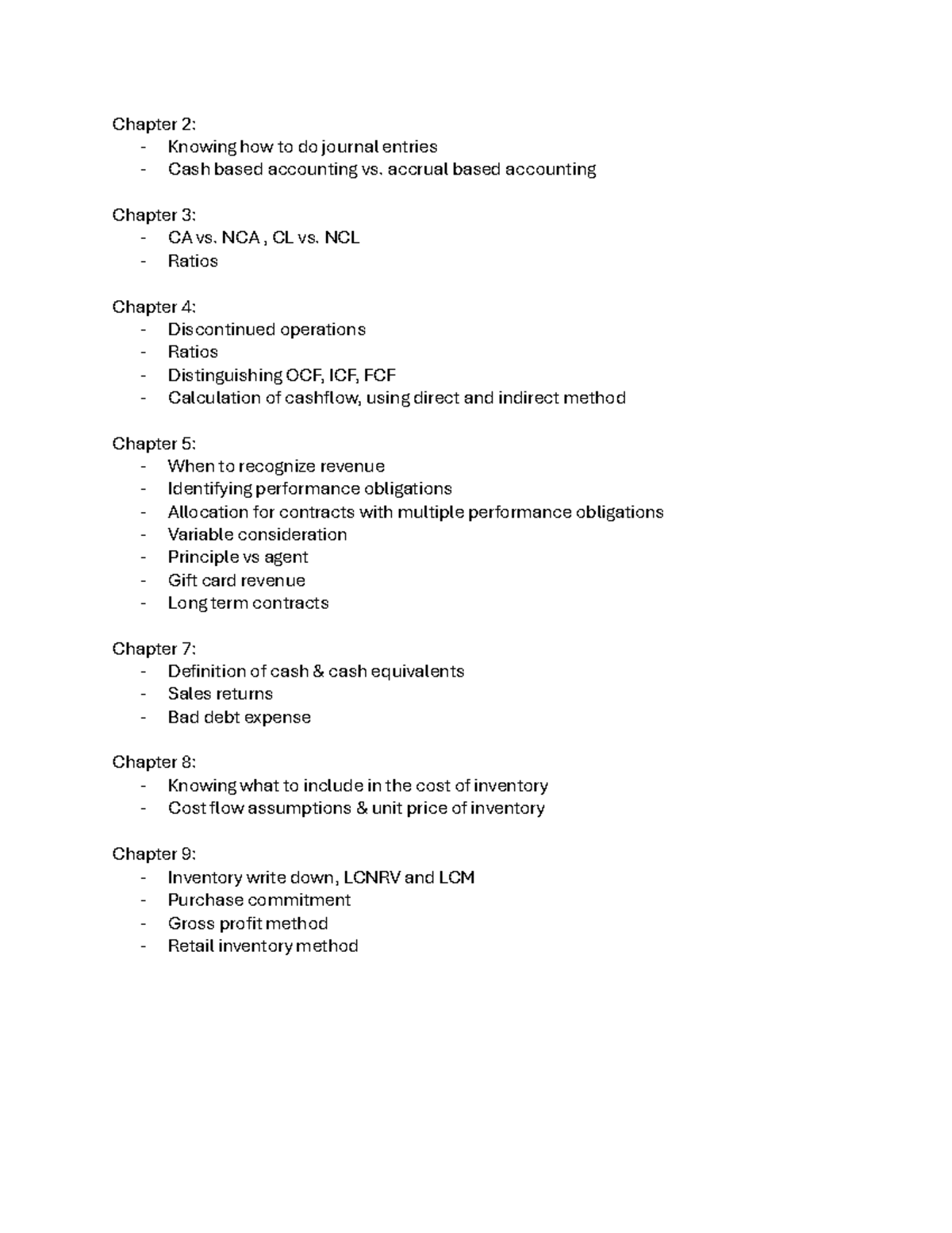 ACCT 101: Checklist for Key Concepts in Cash & Accrual Accounting - Studocu