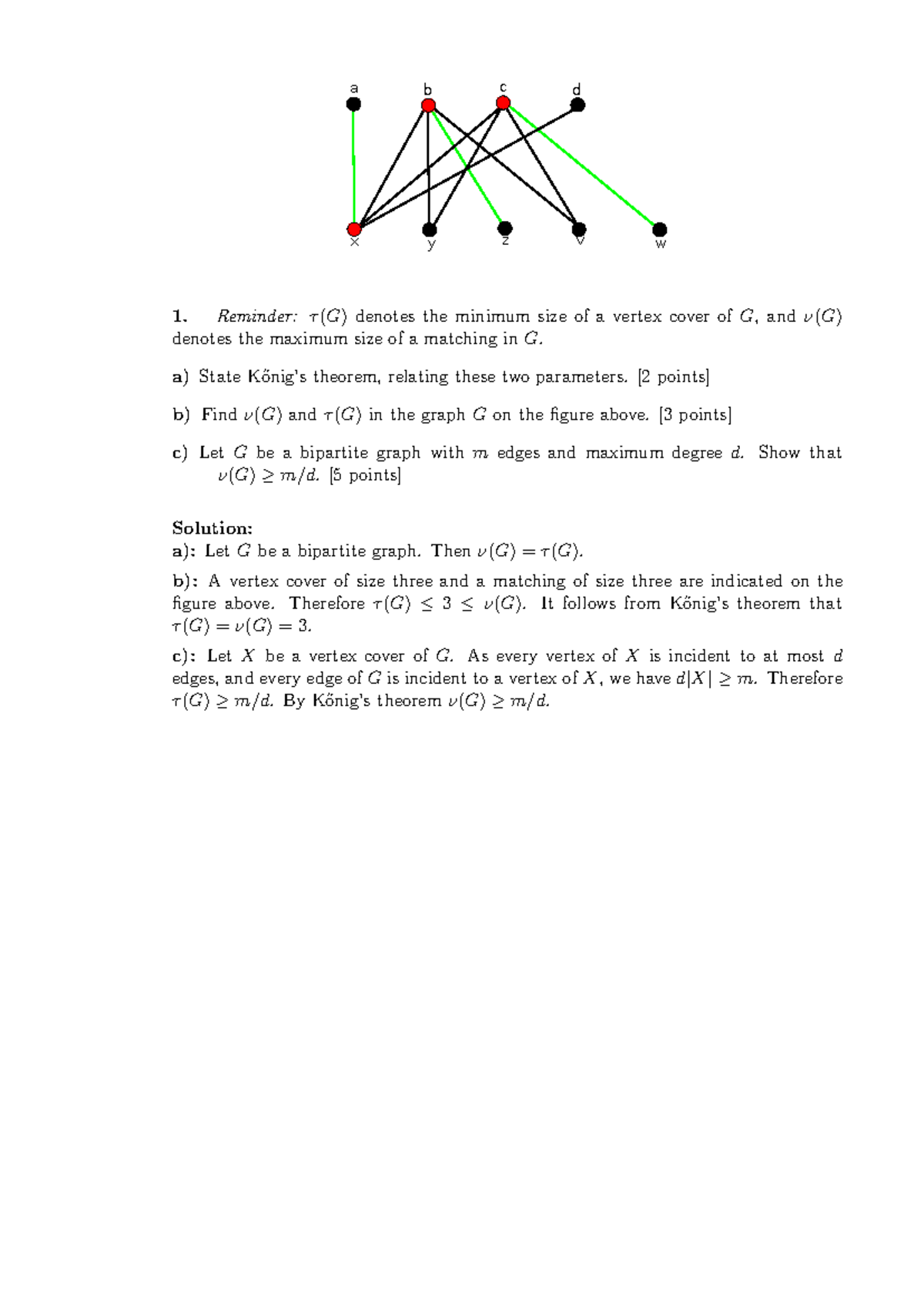 W16 Midterm Key: Vertex Cover, Matching, and Chromatic Number - Studocu
