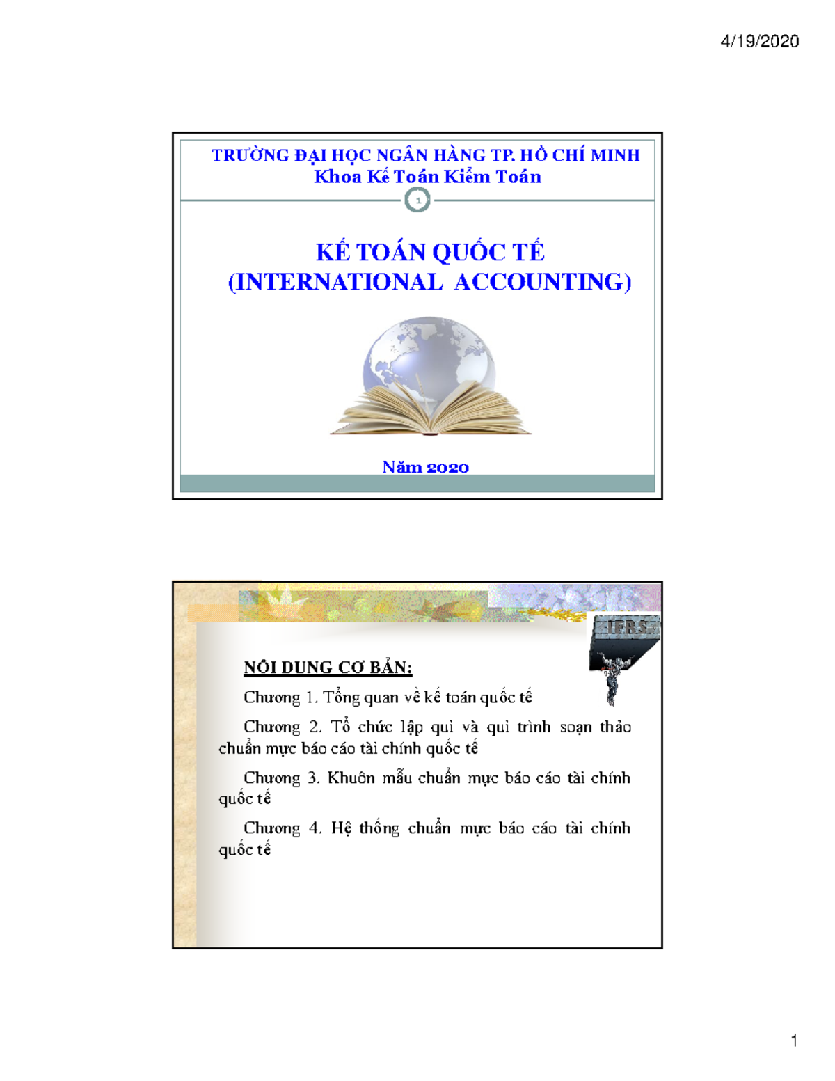Bài giảng - dsds - 1 TR ̄ NG I H C NGÂN HÀNG TP. H CHÍ MINH KhoaKToánKimToán N m K TOÁN QU C T ...