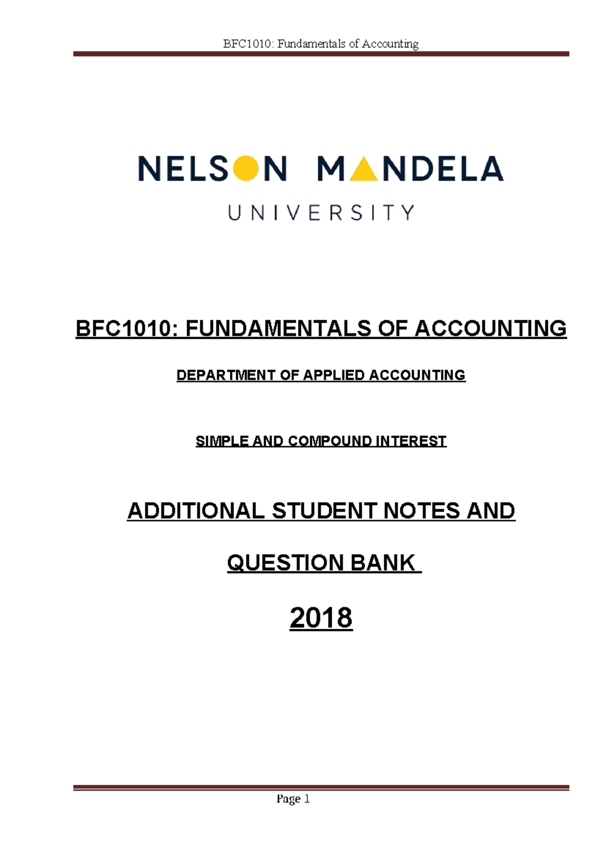 BFC1010: Simple & Compound Interest Study Notes and Q&A 2018 - Studocu