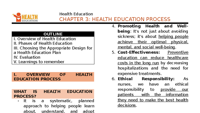 Health Education CH 3: Understanding the Health Education Process - Studocu