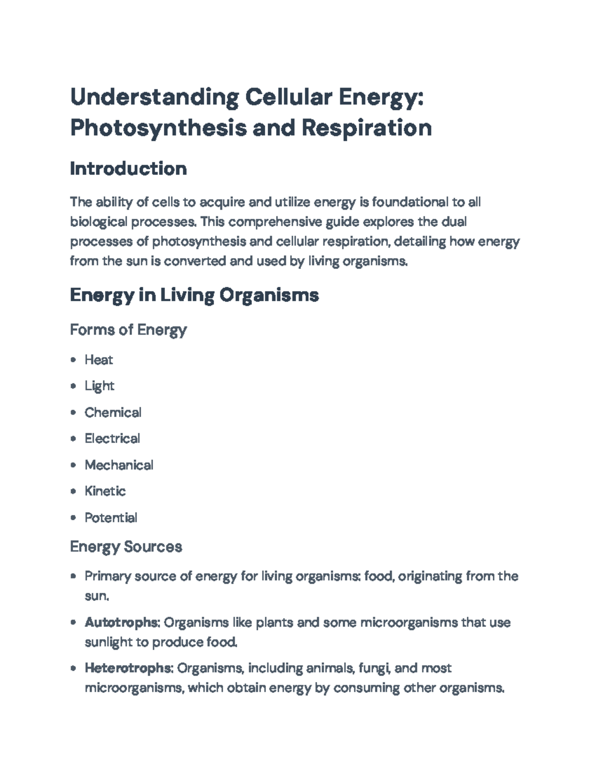 Understanding Photosynthesis and Cellular Respiration: A Guide ...