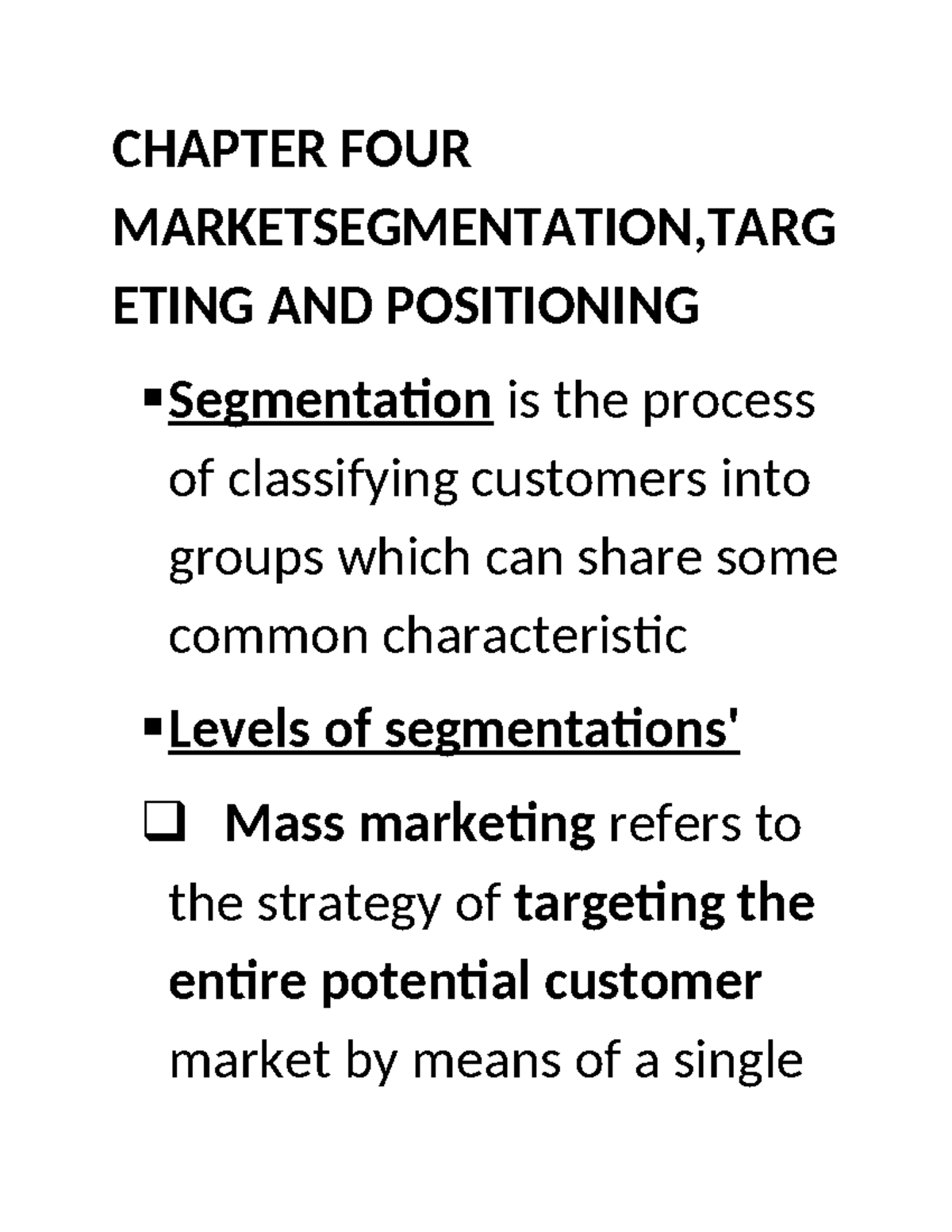 CHAPTER 4: Market Segmentation, Targeting & Positioning Notes - Studocu