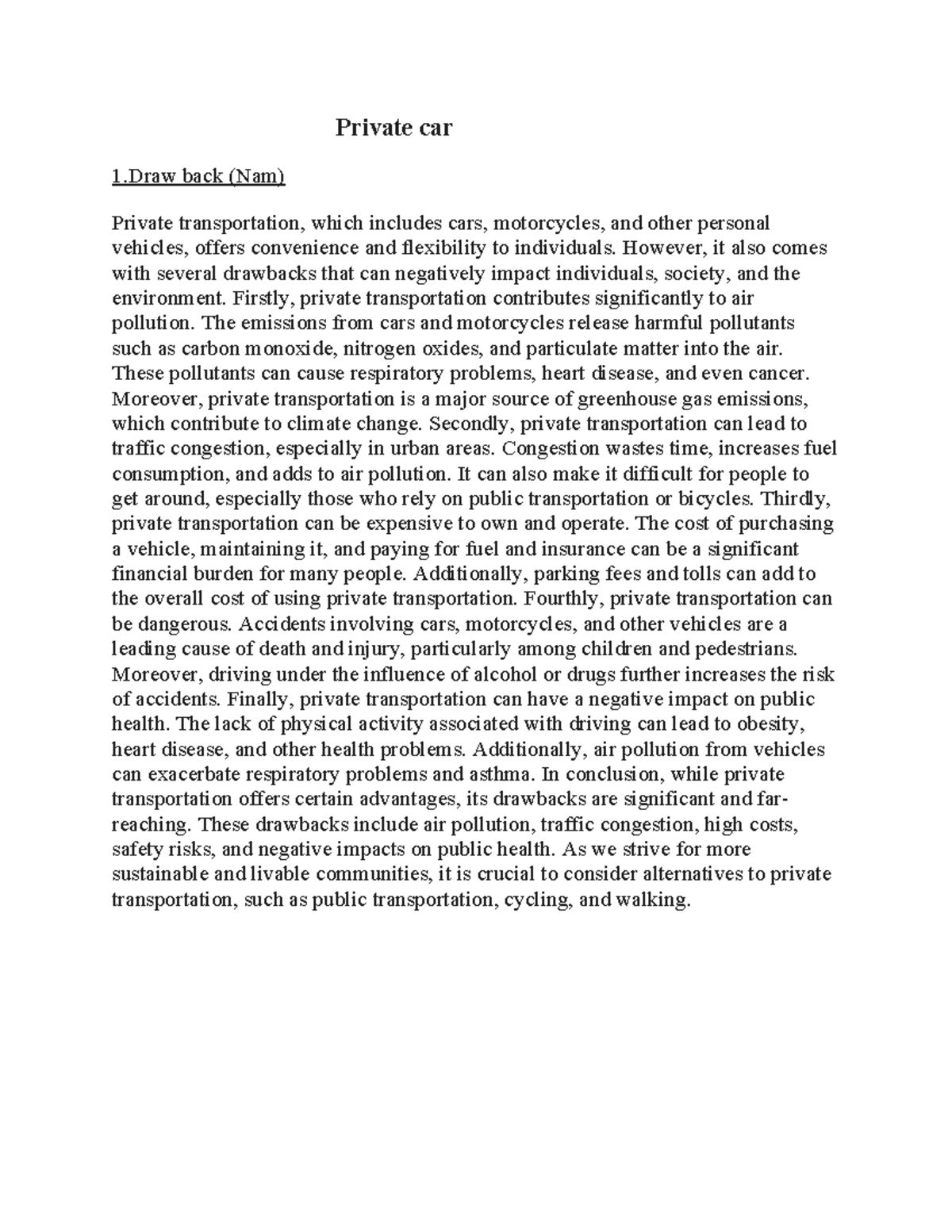 Private Car Drawbacks: Environmental & Health Impacts - Studocu