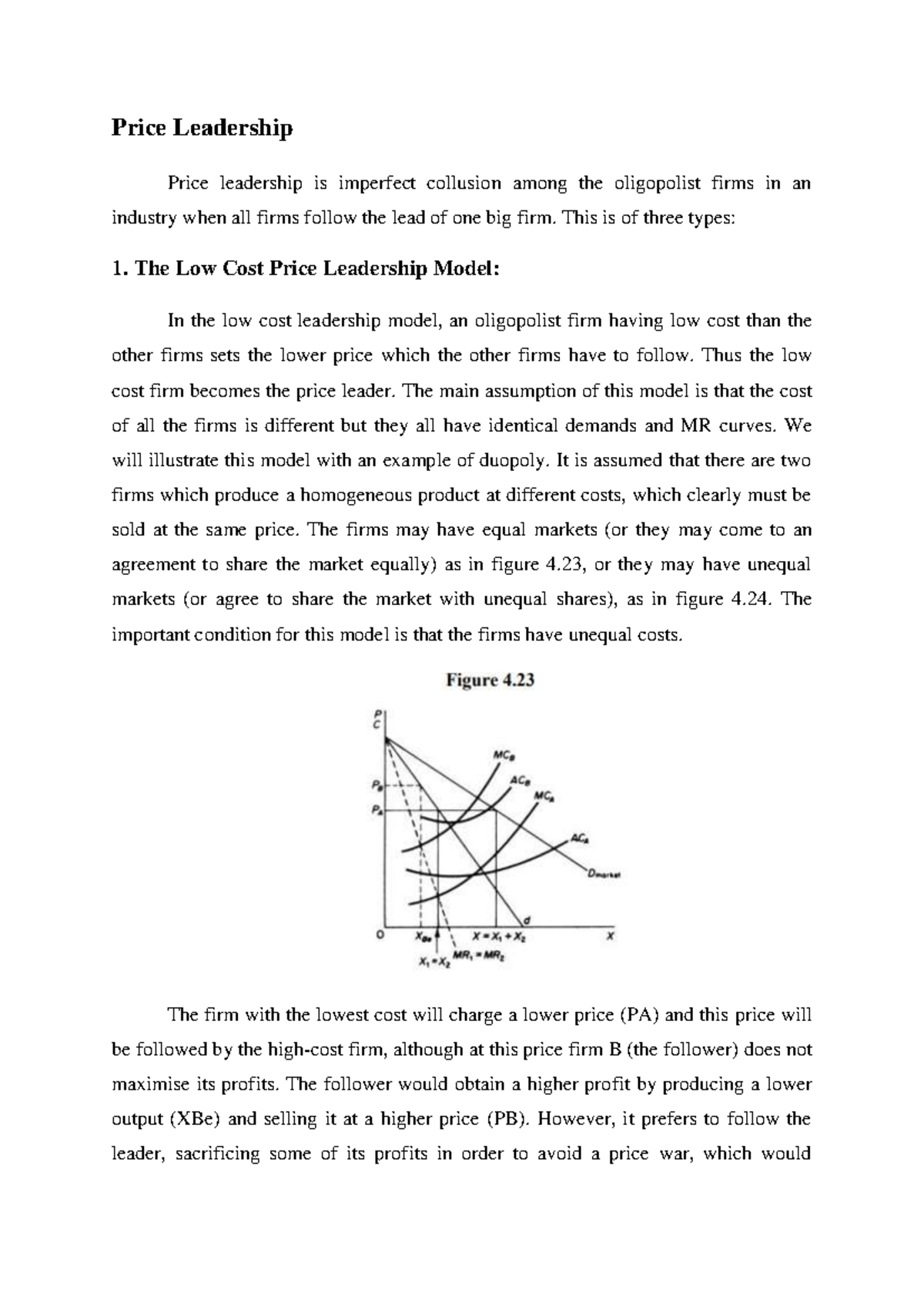 Price Leadership - Price Leadership Price leadership is imperfect ...