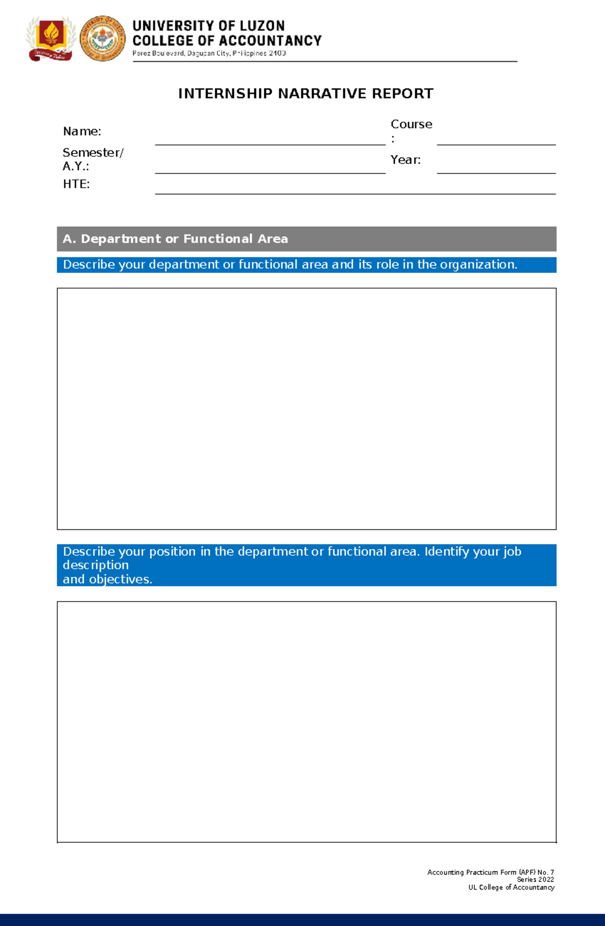 Internship Narrative Report for HTE-A Department OJT Experience - Studocu