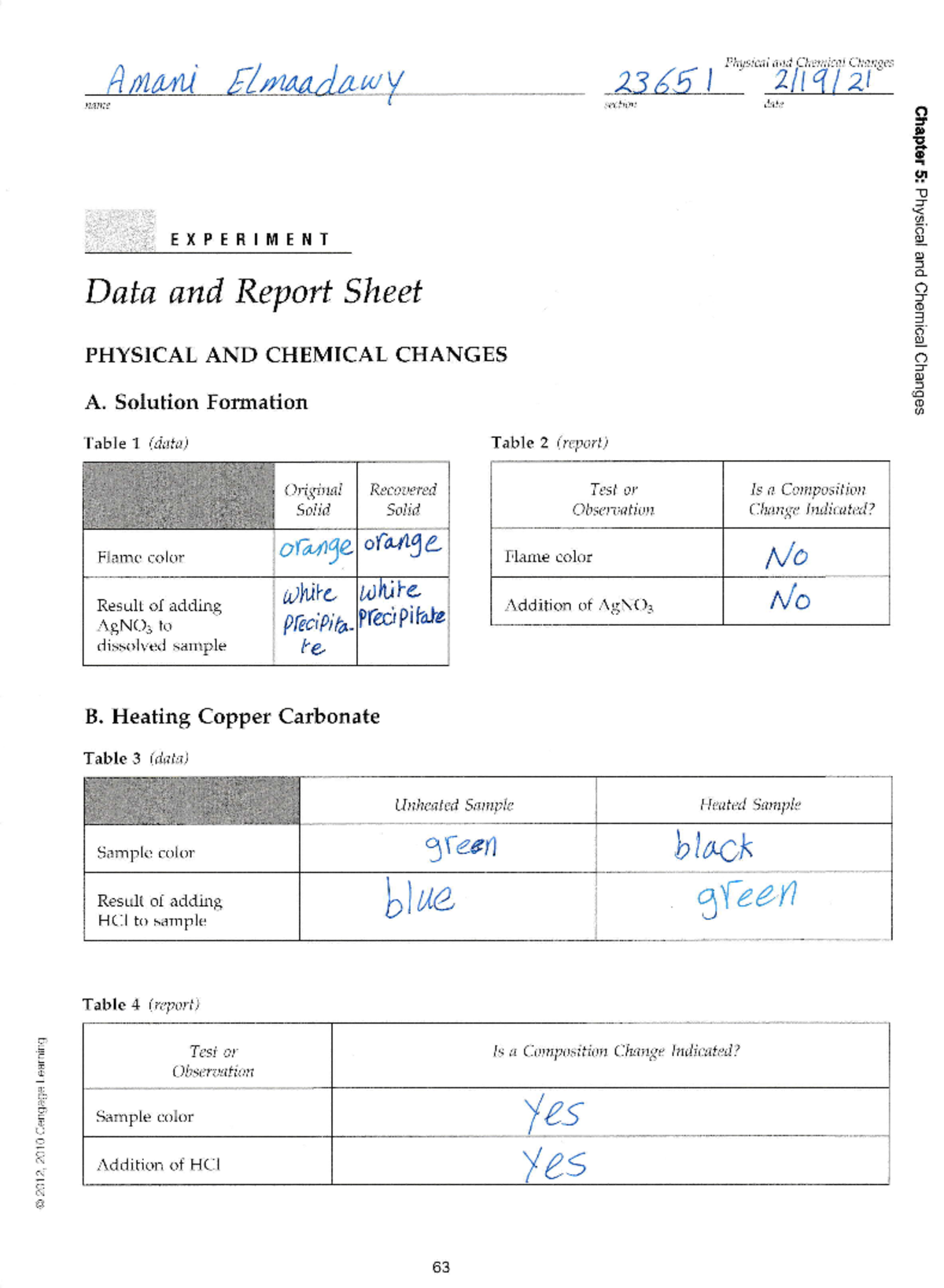 Physical and Chemical Changes Lab Exprtiment - Phusical and Chemical ...