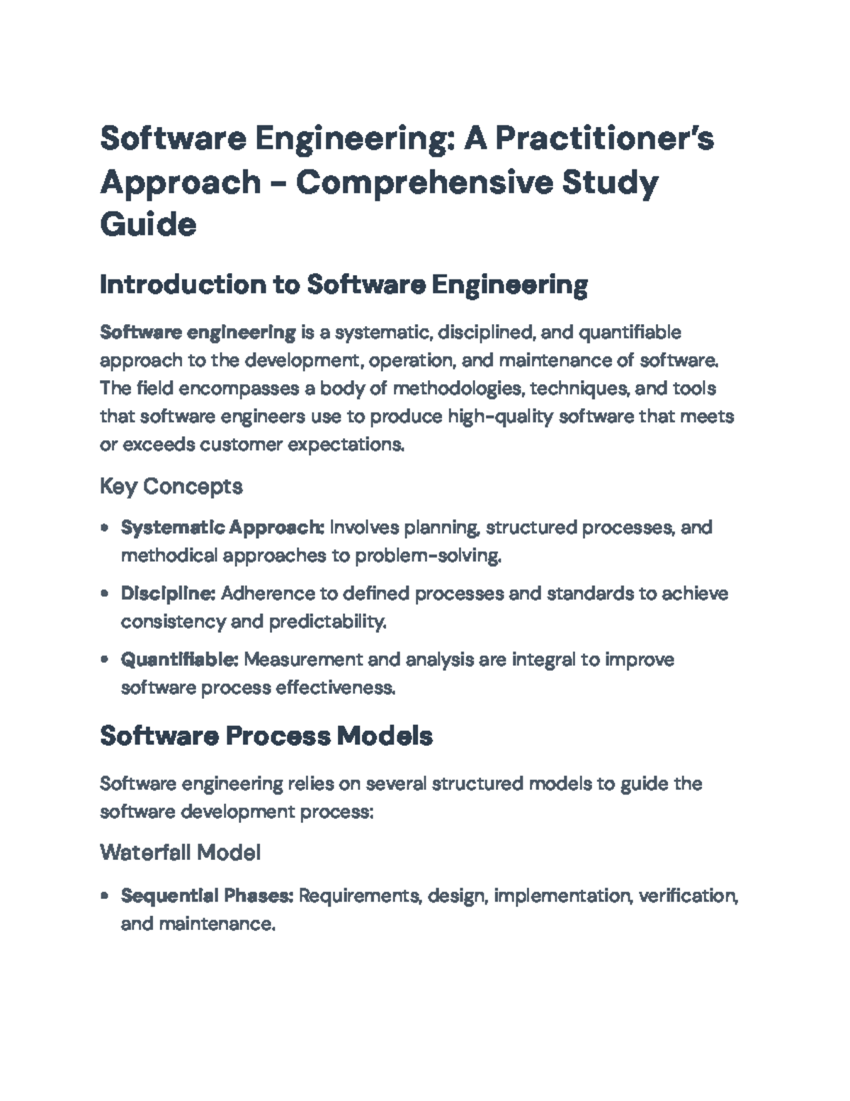 Software Engineering SE101: Comprehensive Study Guide Overview - Studocu