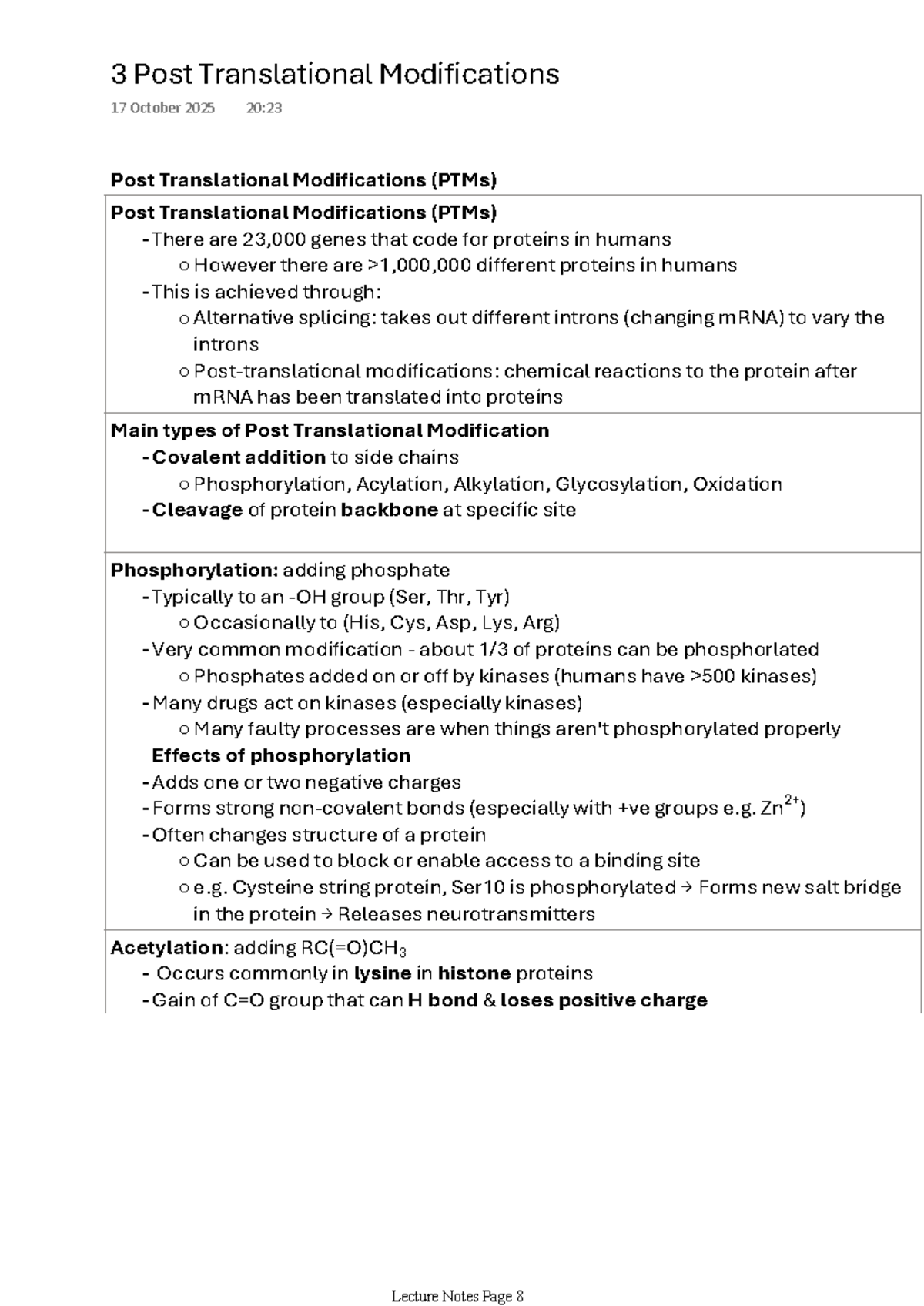 03 Post Translational Modifications: Key Concepts and Mechanisms - Studocu