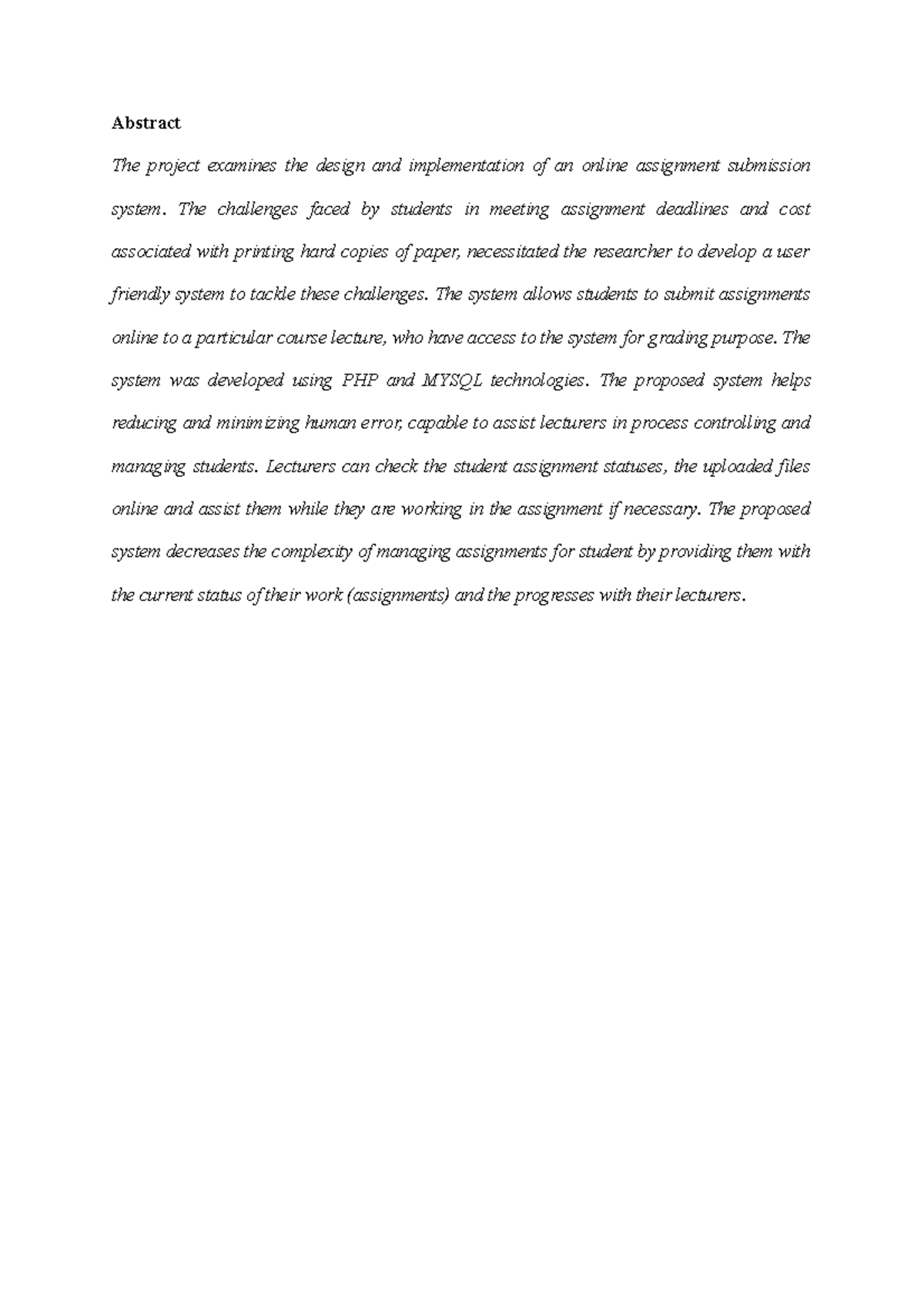 Online Assignment Submission System for Southwestern University - Studocu