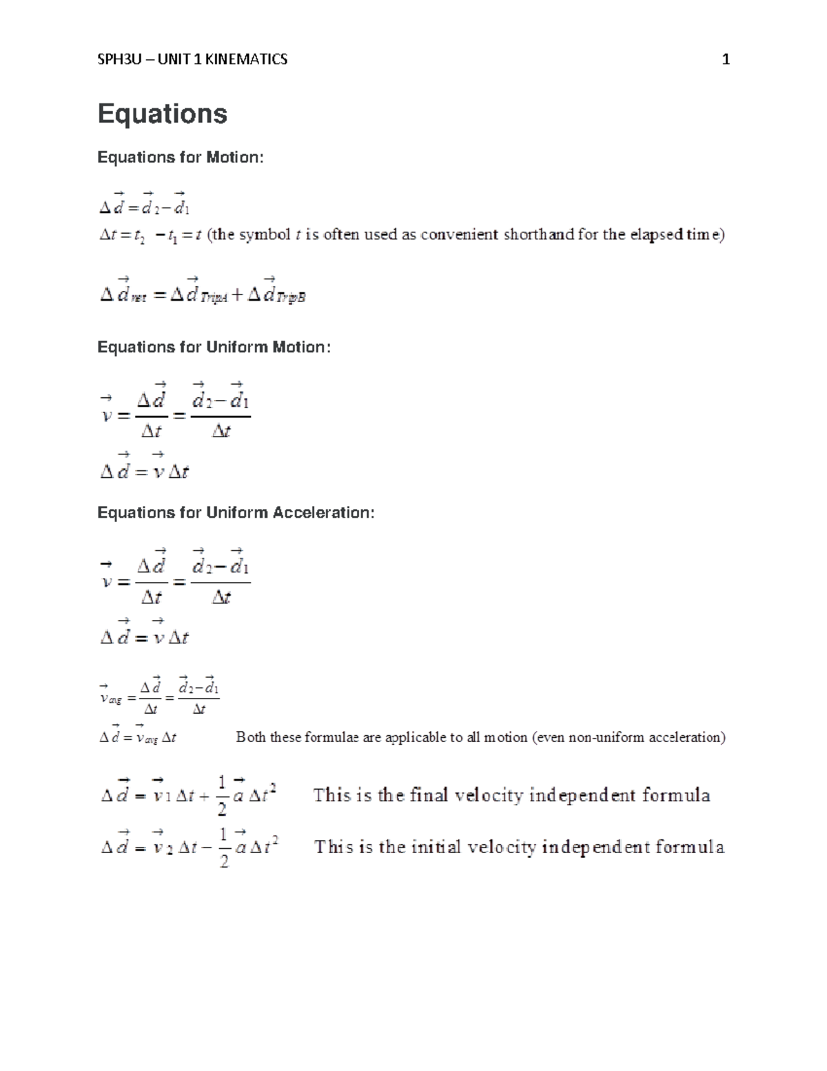Equations - Hhasxbjhasbxhkjkhchjsebjuw - Igcse physics O level - SPH3U ...