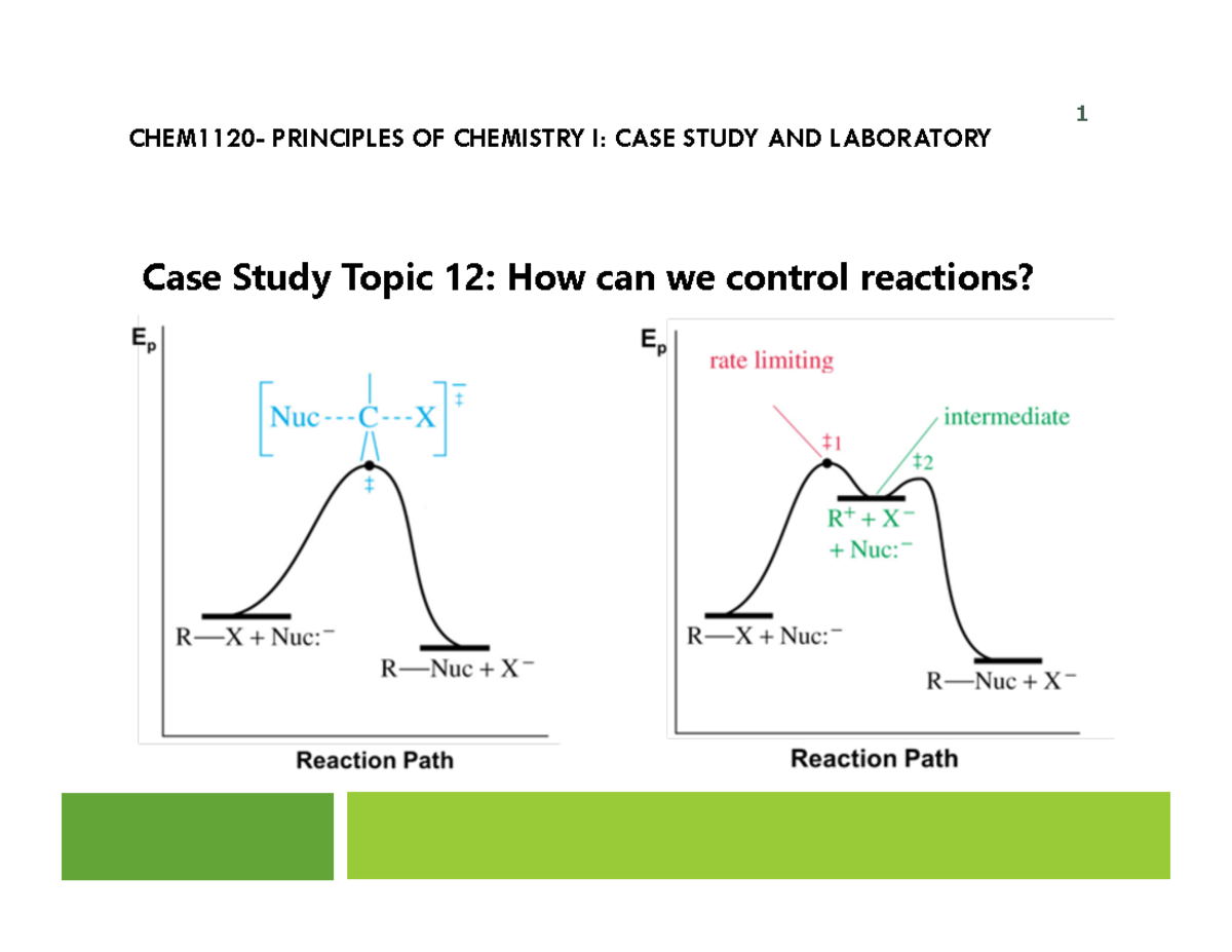 CHEM1120 Case Study 12: Controlling Chemical Reactions - Studocu