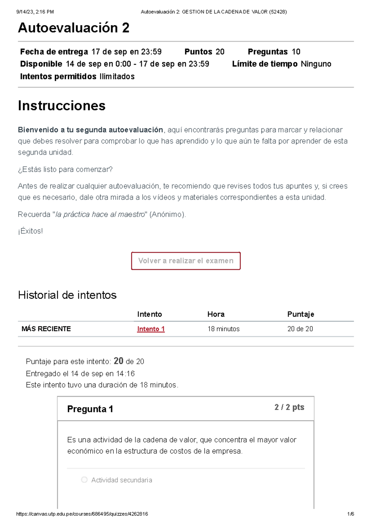 Autoevaluación 2 Gestion DE LA Cadena DE Valor (52428) - Autoevaluación 2 Fecha de entrega 17 de ...