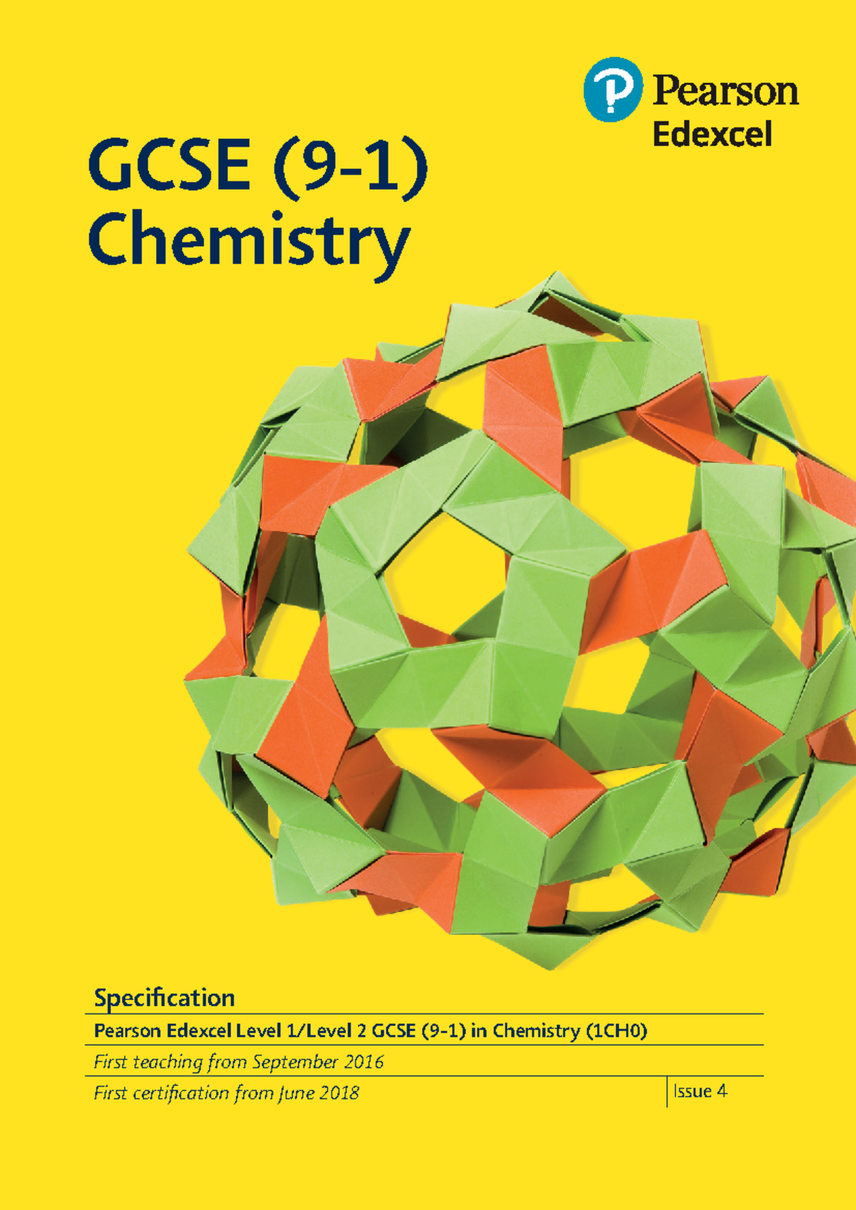 GCSE Chemistry Specification: Pearson Edexcel Level 1/Level 2 (1CH0 ...