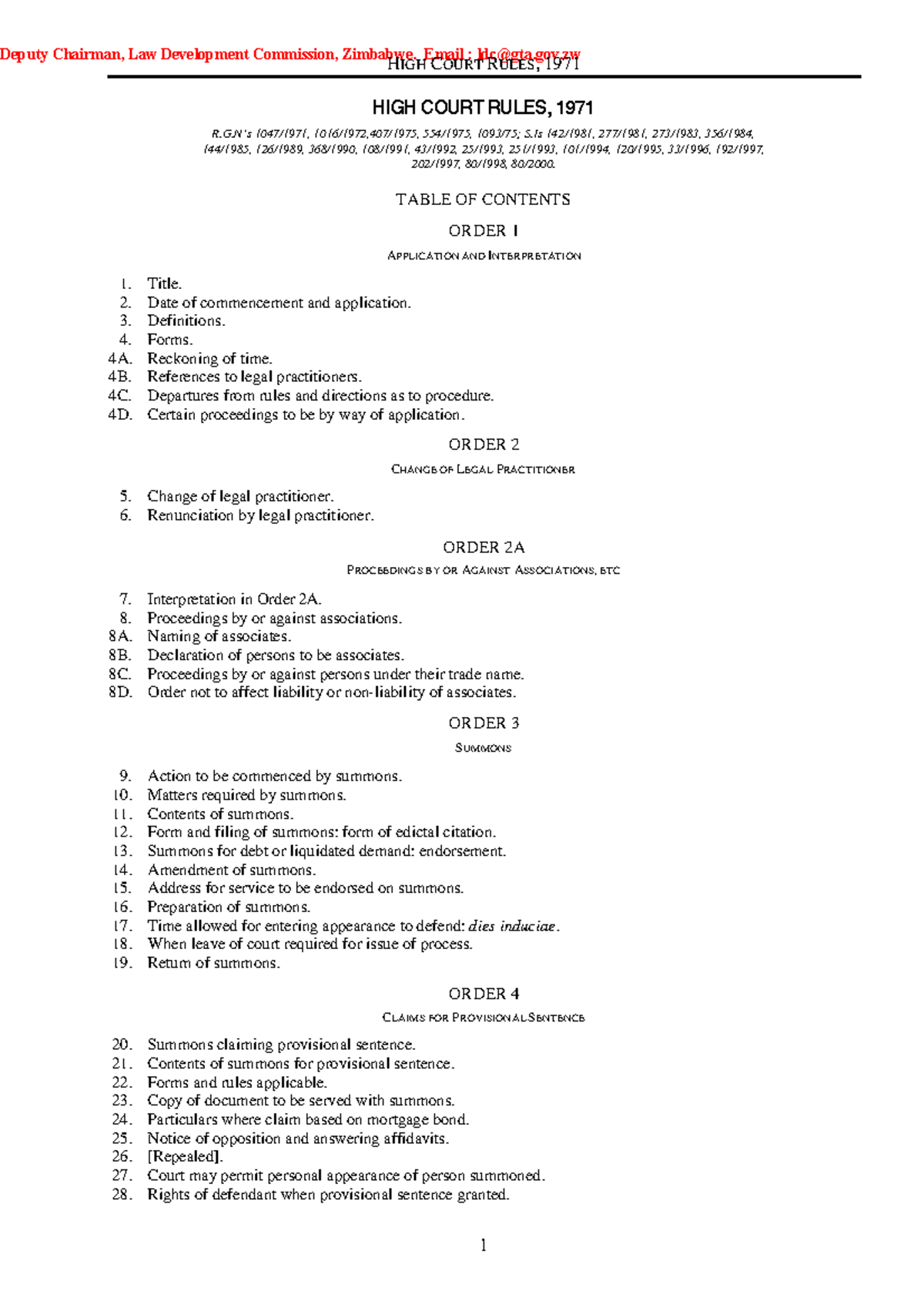 High Court Rules, 1971: Comprehensive Guide and Procedures - Studocu