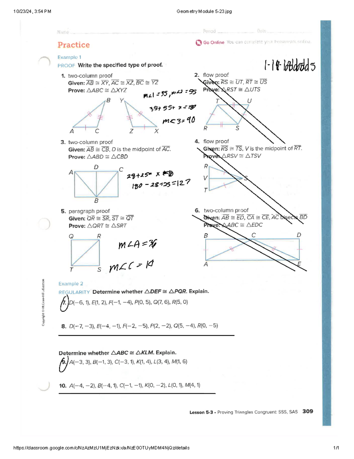 Geometry Module 5-23: Proof Techniques and Triangle Congruence - Studocu
