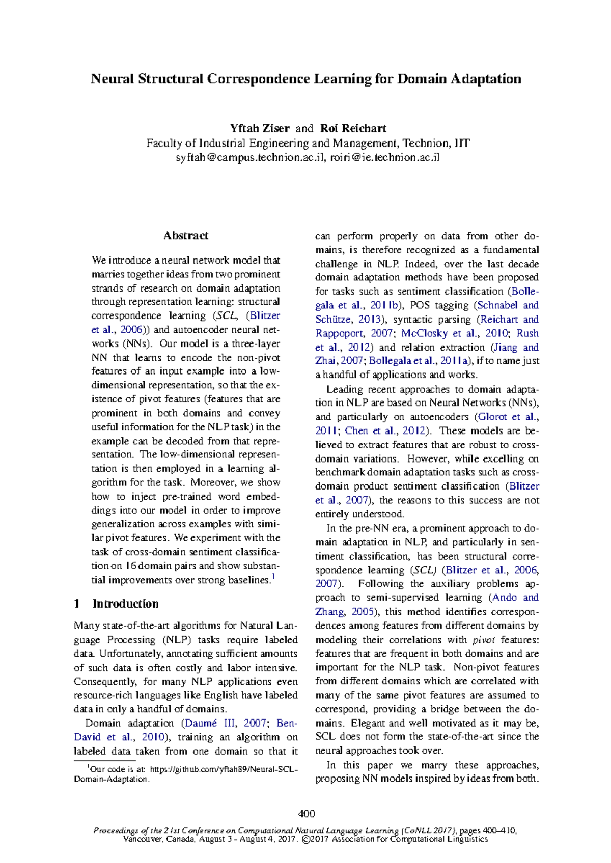Ziser Neural Structural Correspondence Learning for Domain Adaptation ...