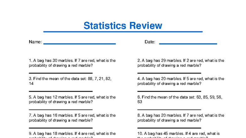 Statistics Review 2 - Notes for Course Code: STAT101 - Studocu